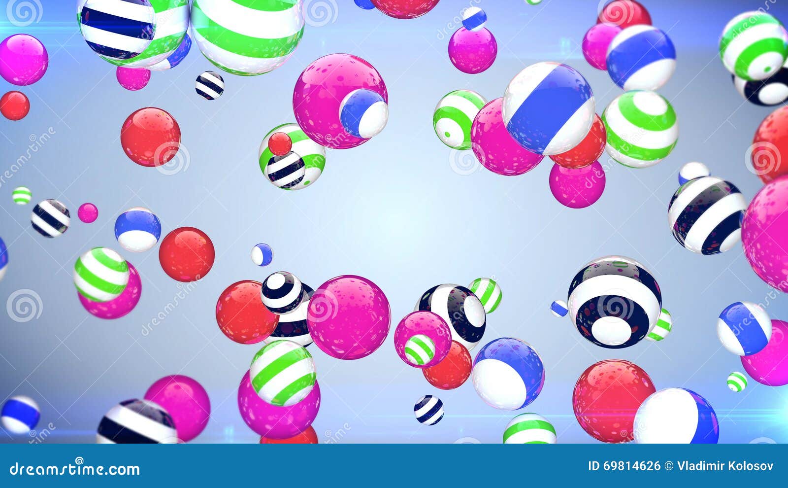 Abstract Flying Balls of Different Colours Background Stock ...