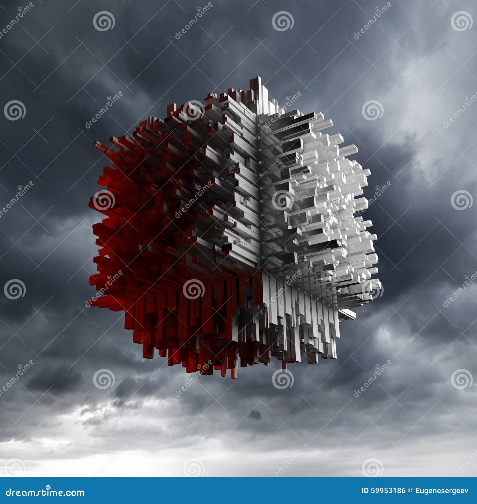 Abstract Flying Cube Object with Chaotic Surface Stock Illustration ...