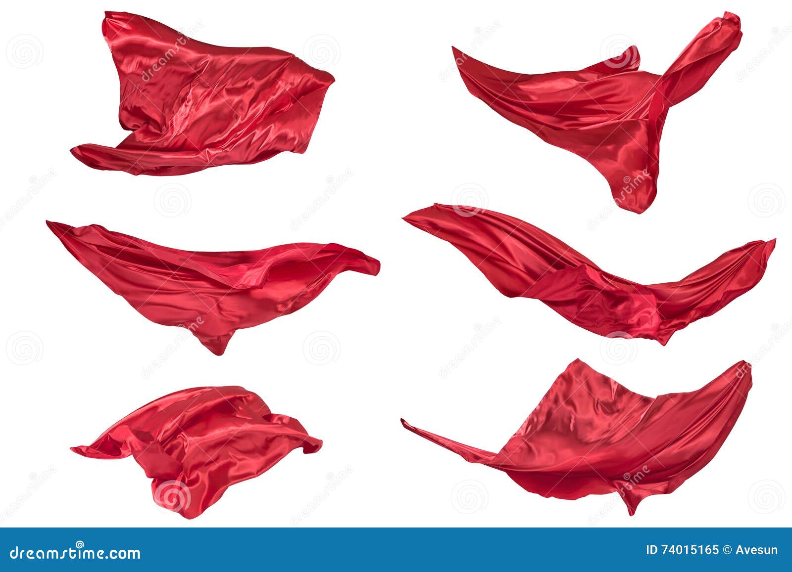 Abstract Flying Fabric Elements Freeze Motion Isolated on White Stock ...