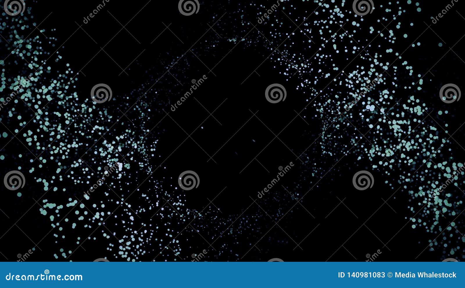 Abstract Flying, Light Green Small Dots Creating Ring on Black ...