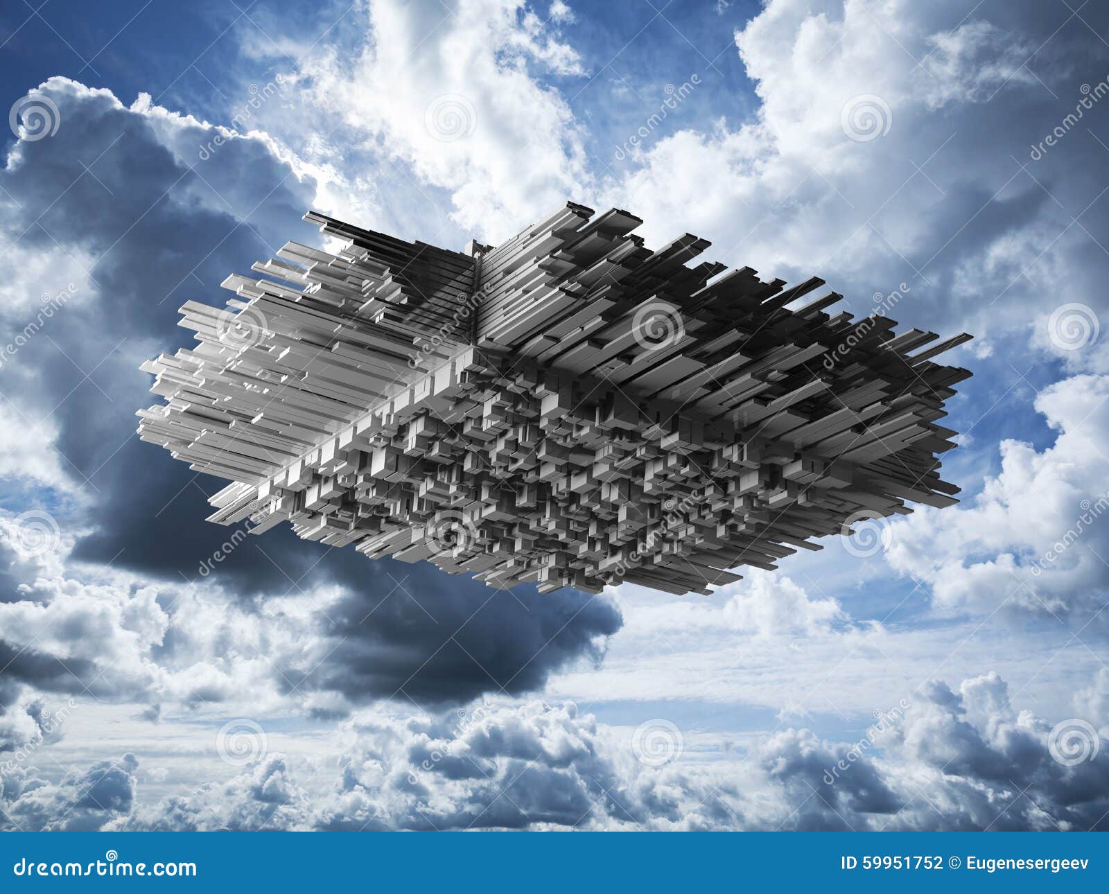 Abstract Flying Object in Cloudy Sky Stock Illustration - Illustration ...