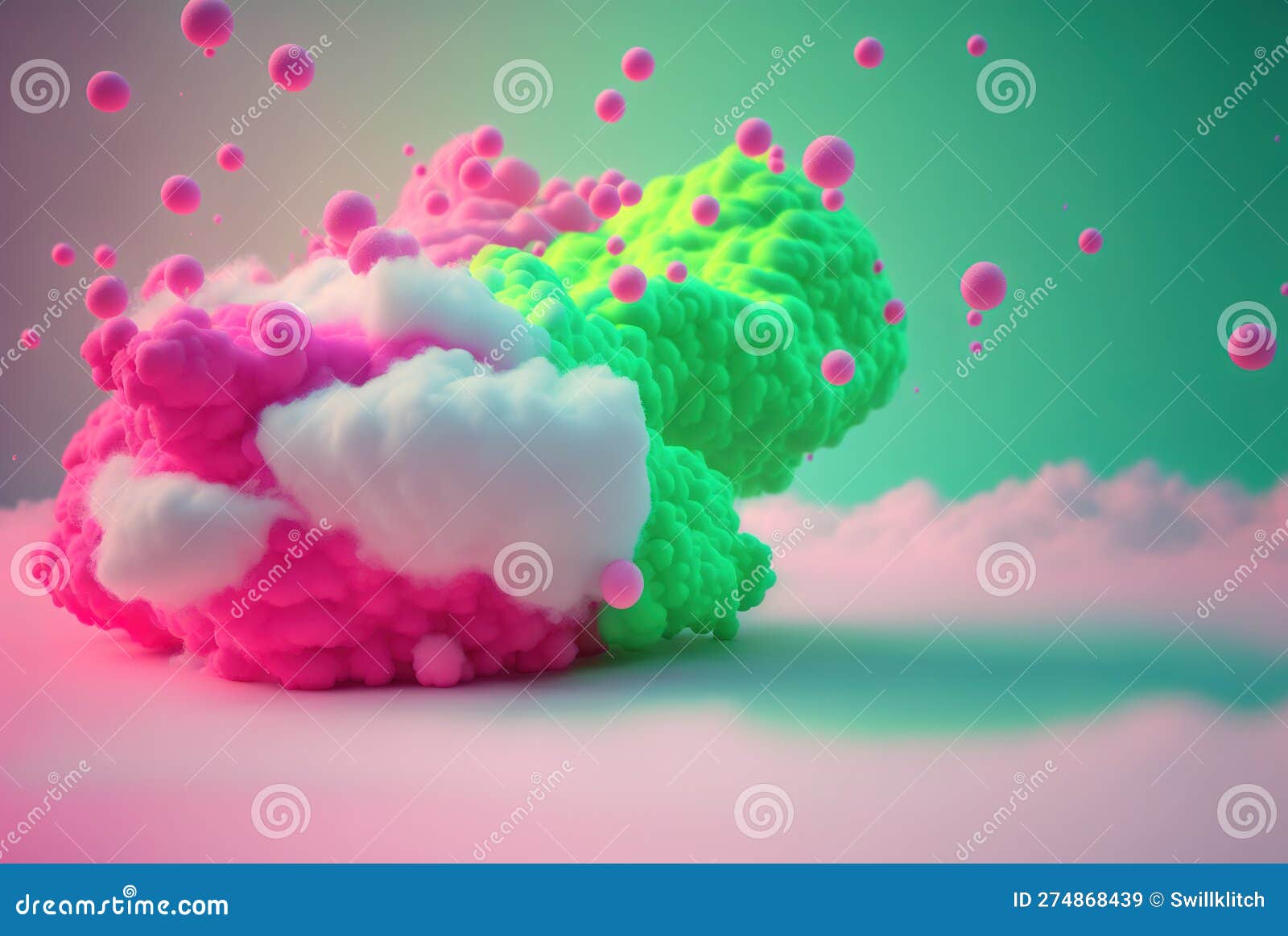 Abstract Foam Clouds with Splashing Forms and Drops. Colorful Foam ...