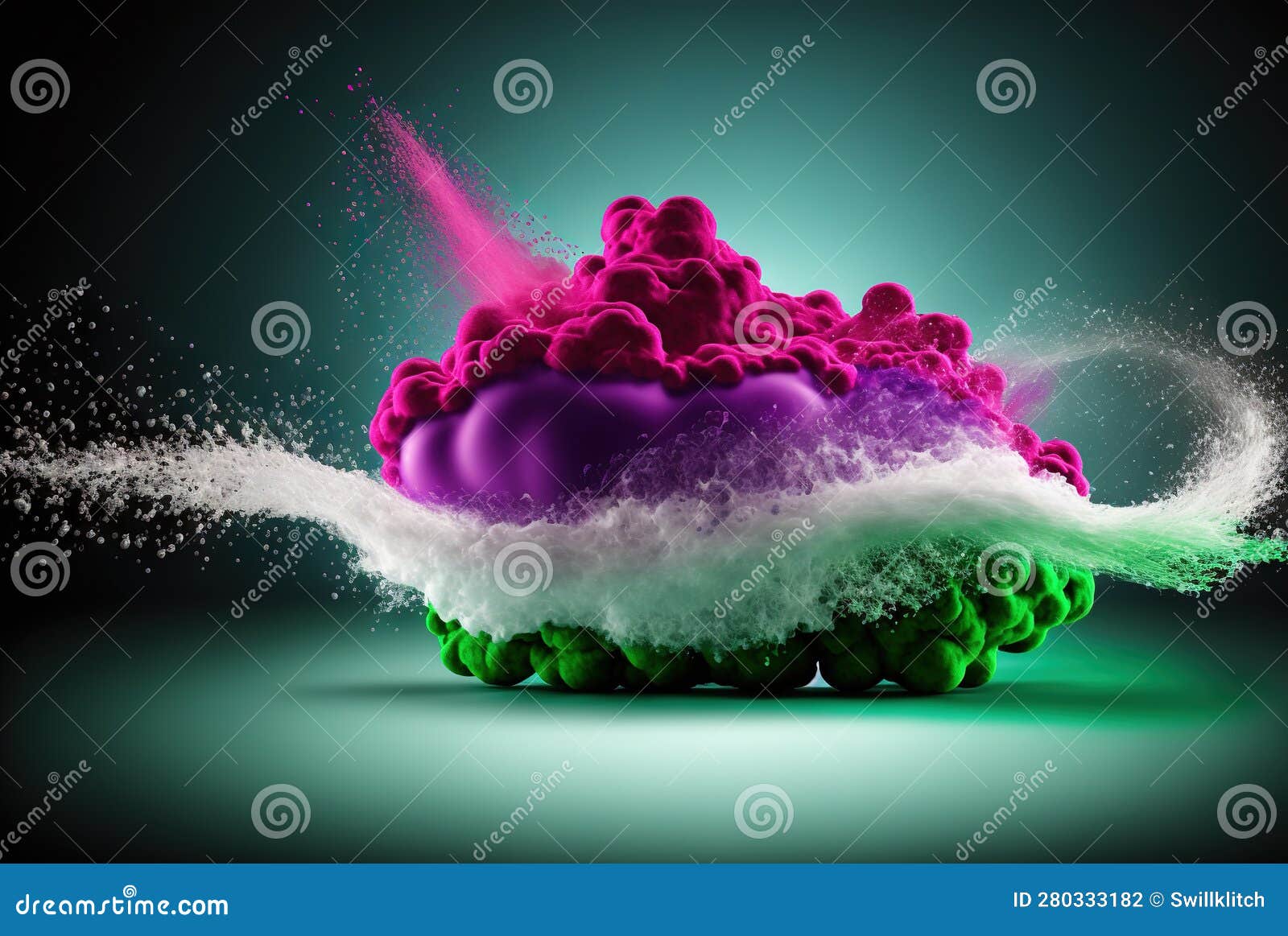 Abstract Foam Clouds with Splashing Forms and Drops. Colorful Foam ...