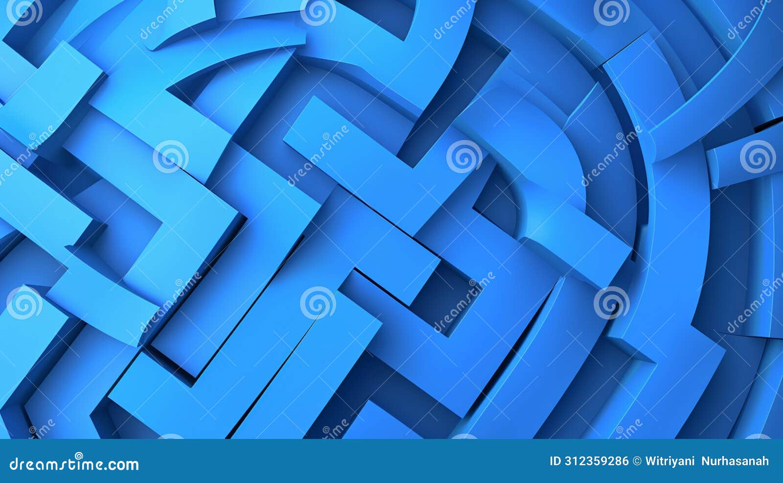 Abstract Folded Paper Effect. Bright Colorful Blue Background. Maze ...