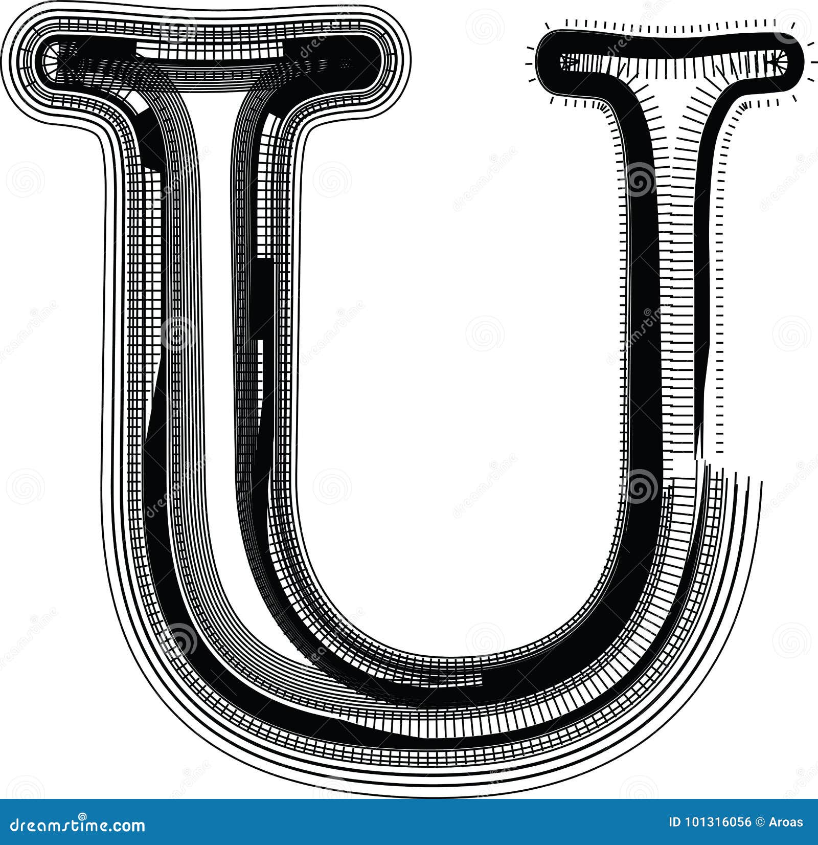 Font illustration LETTER U stock vector. Illustration of design - 101316056