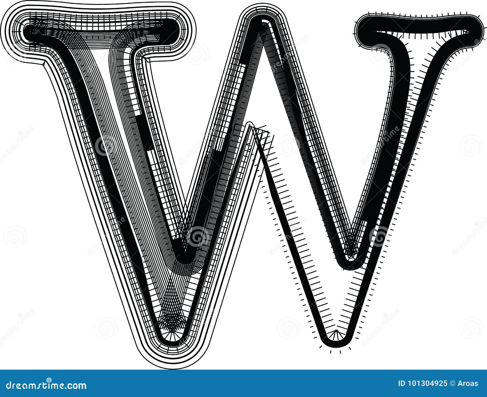 Font illustration LETTER W stock vector. Illustration of capital ...