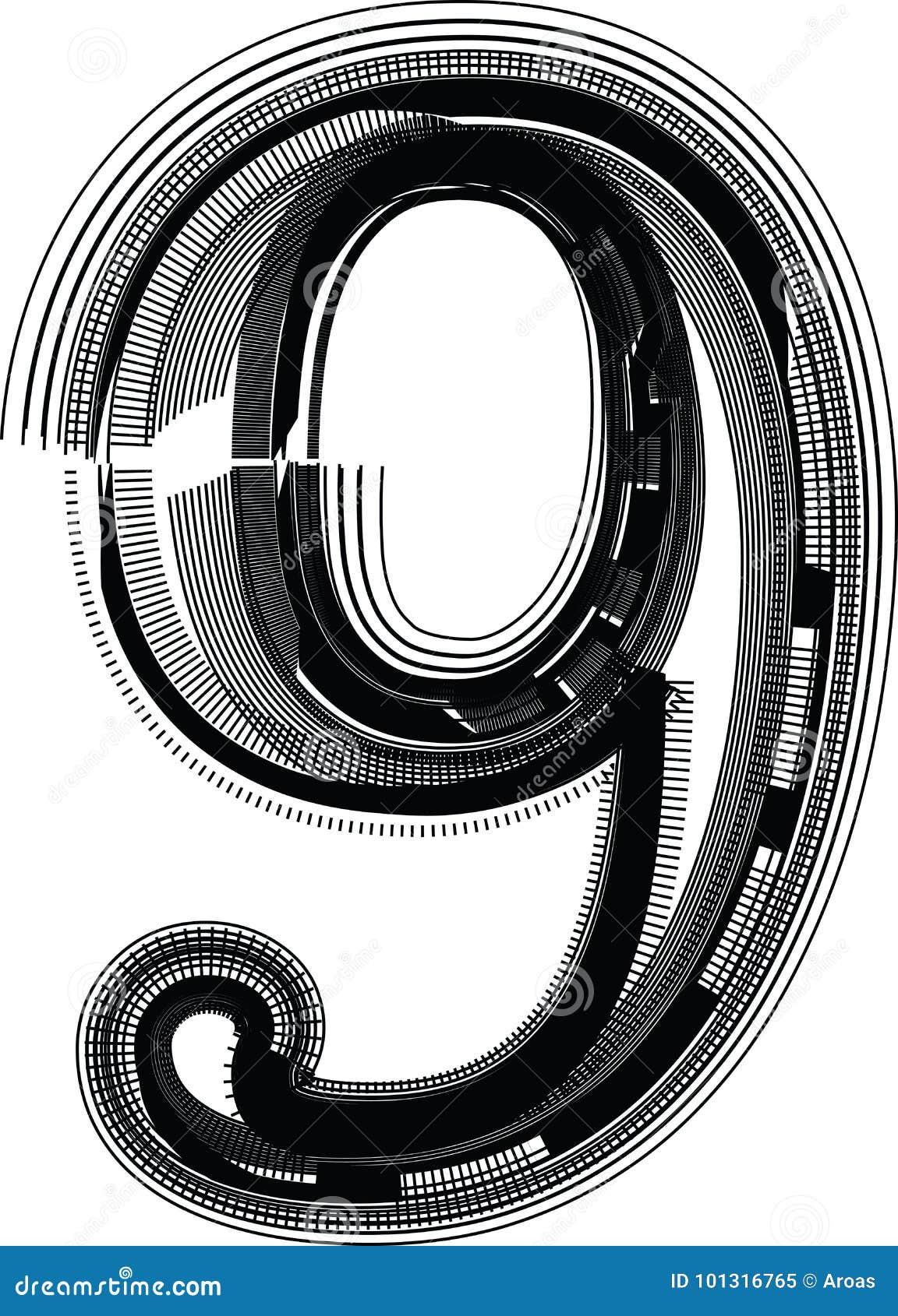 Font illustration NUMBER 9 stock vector. Illustration of nine - 101316765