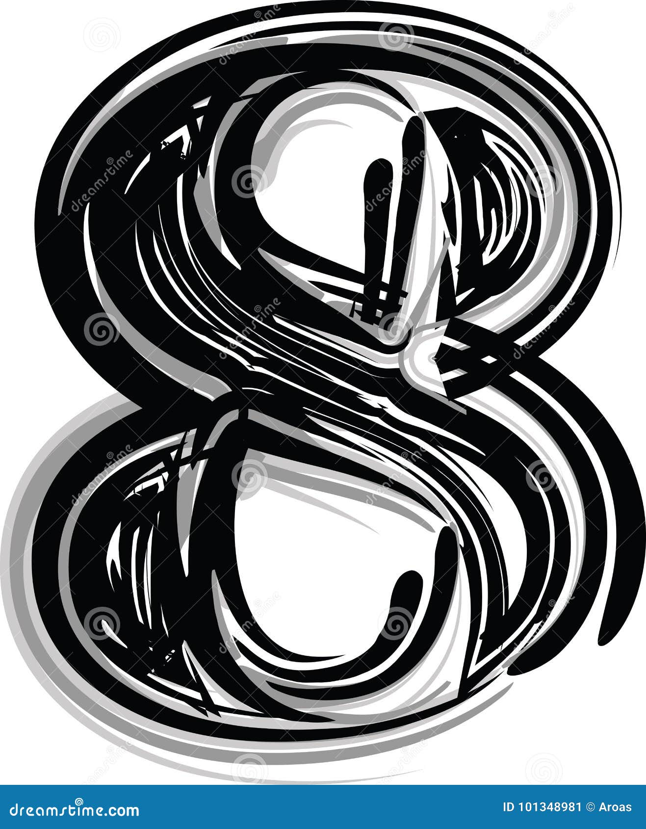 Freehand Typography Number 8 Stock Vector - Illustration of draw ...