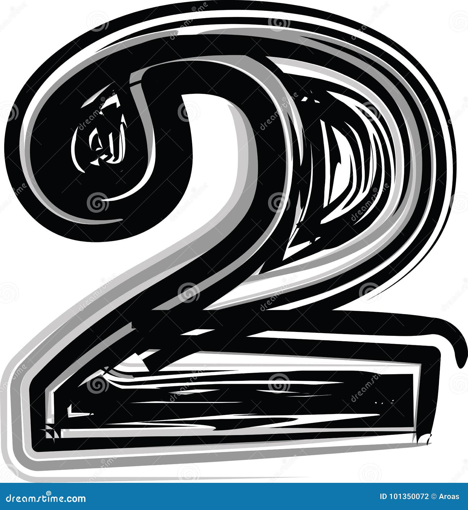 Freehand Typography Number 2 Stock Vector - Illustration of pencil ...