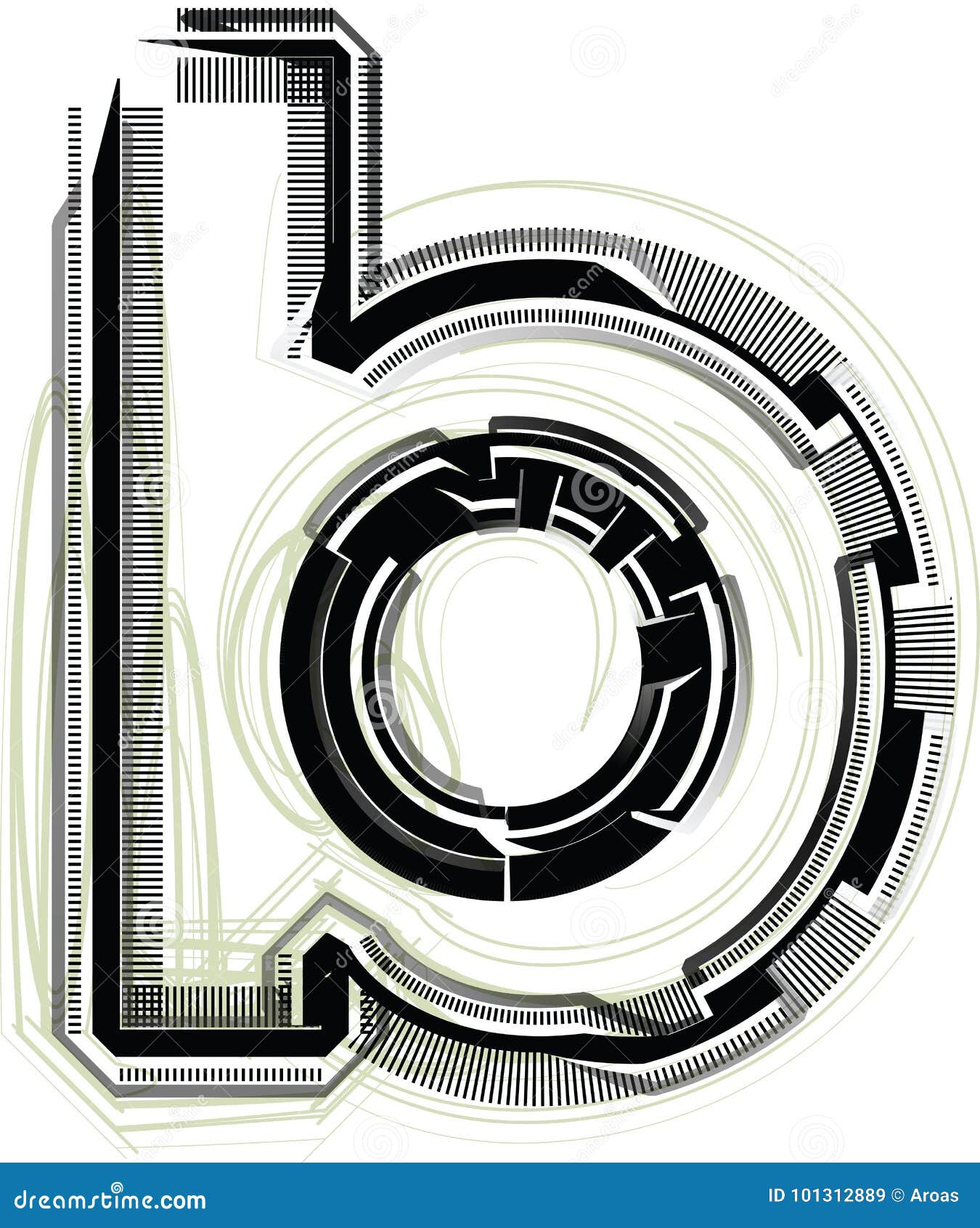 Technological Font. LETTER B Stock Vector - Illustration of grungy ...