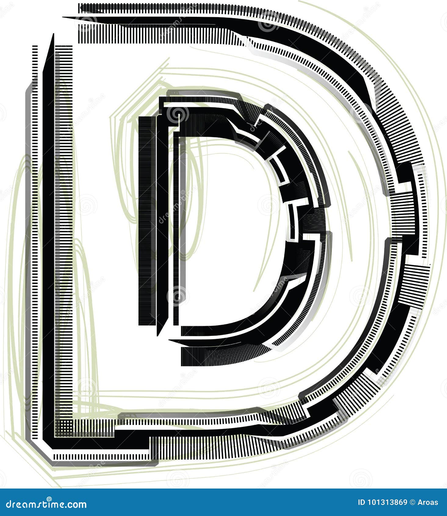 Technological Font. LETTER D Stock Vector - Illustration of scratch ...