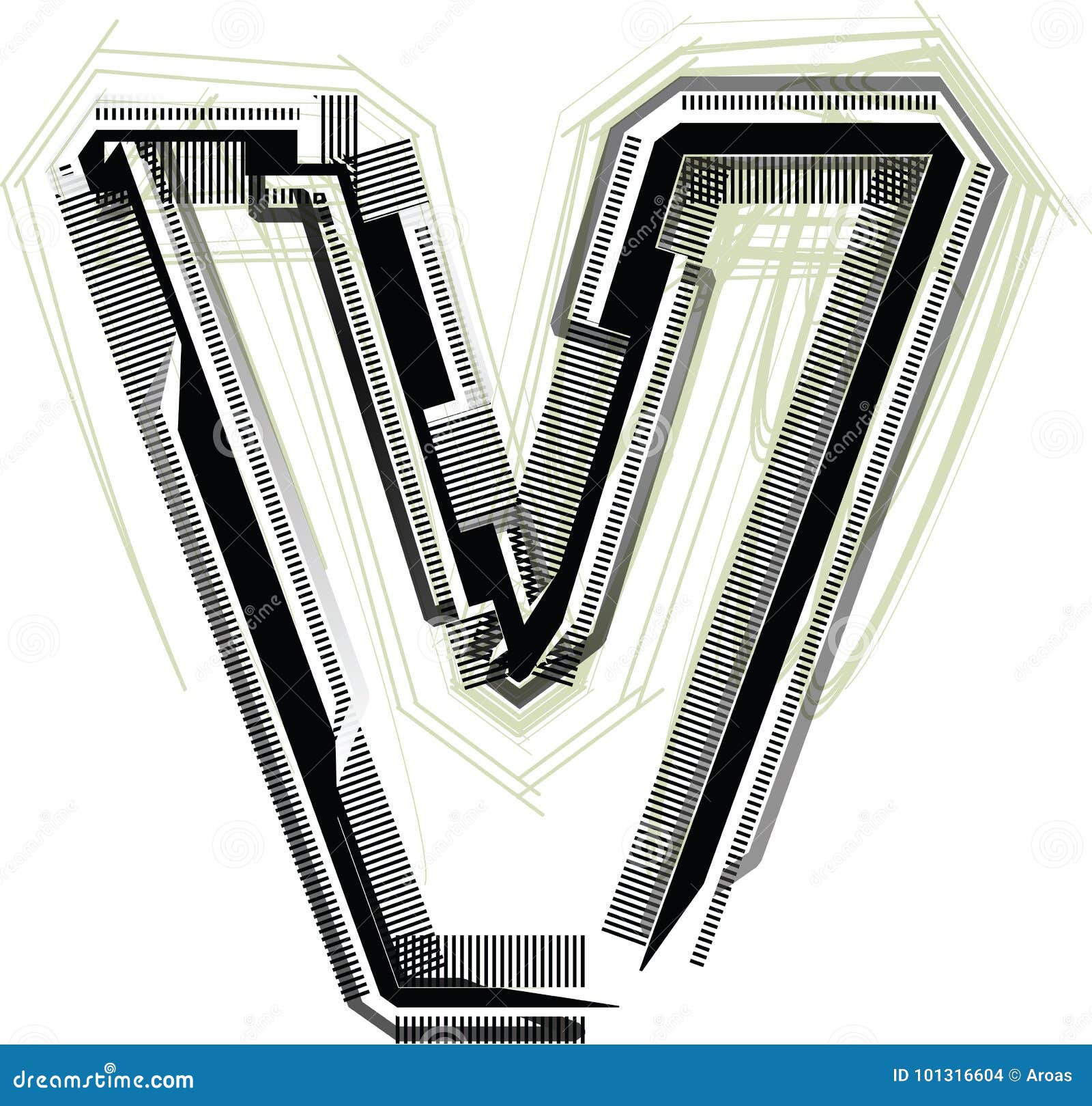 Technological Font. LETTER V Stock Vector - Illustration of calligraphy ...