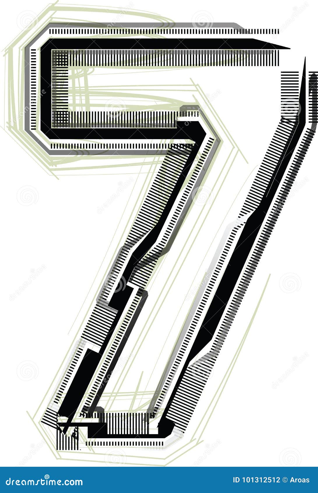 Technological Font. Number 7 Stock Vector - Illustration of grungy ...