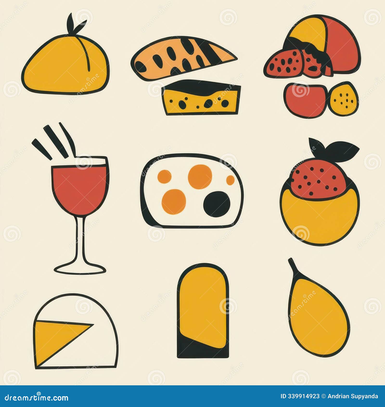 Abstract Food Illustration, Yellow, Orange and Red Stock Illustration ...