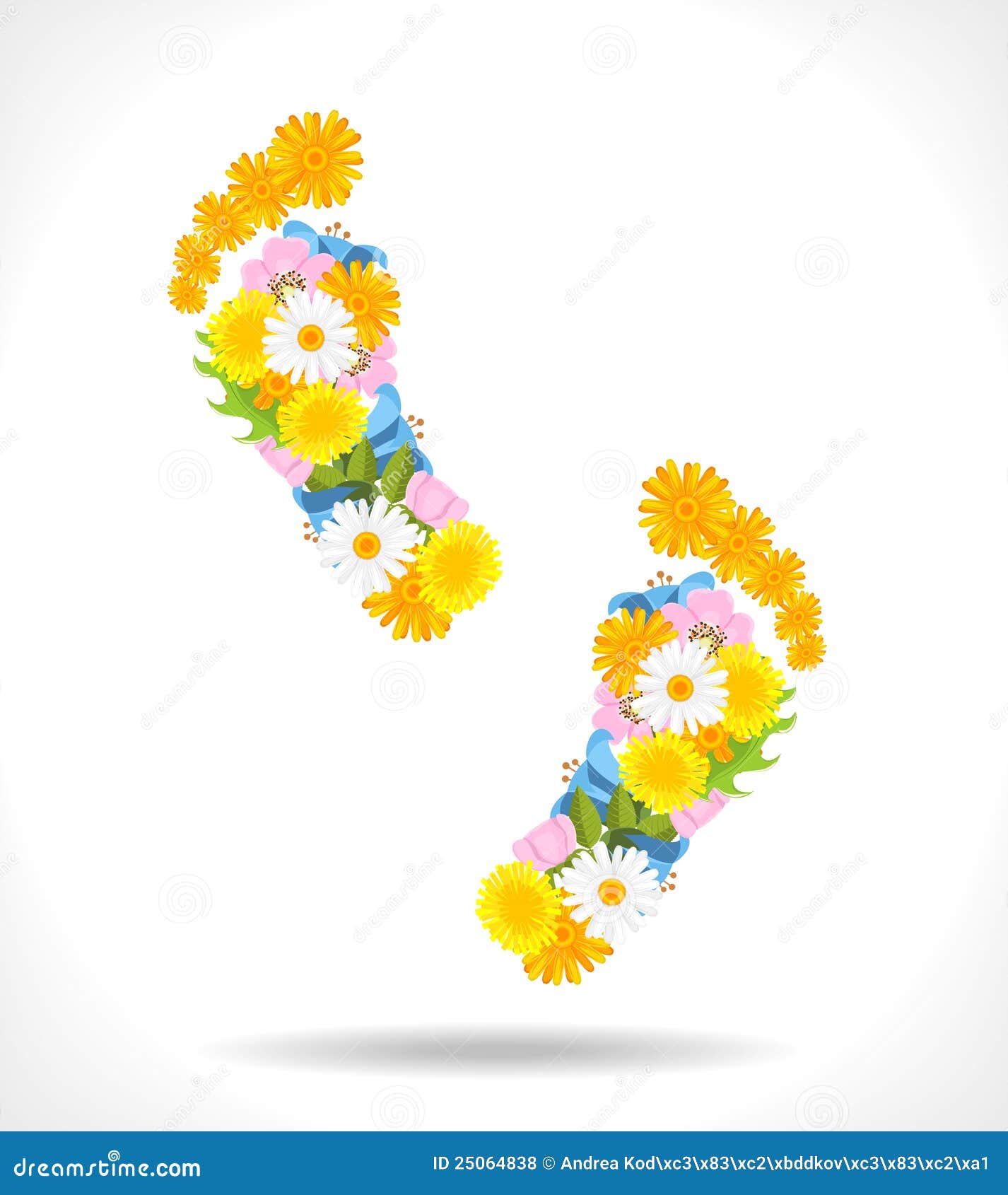 Footprints And Flowers Frame Border Stock Photo | CartoonDealer.com ...