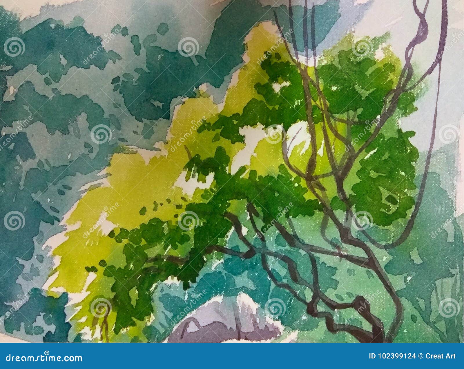 Abstract forest background stock illustration. Illustration of painting ...