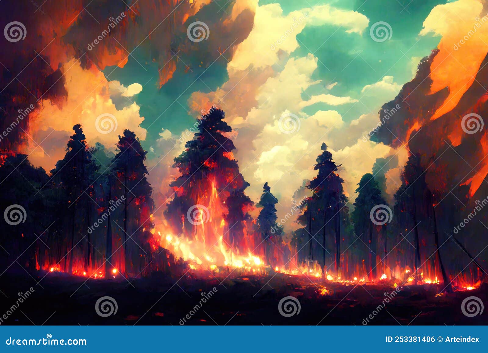 Forest Fire, Wildfire Caused by Climate Change, Smoke and Flames ...