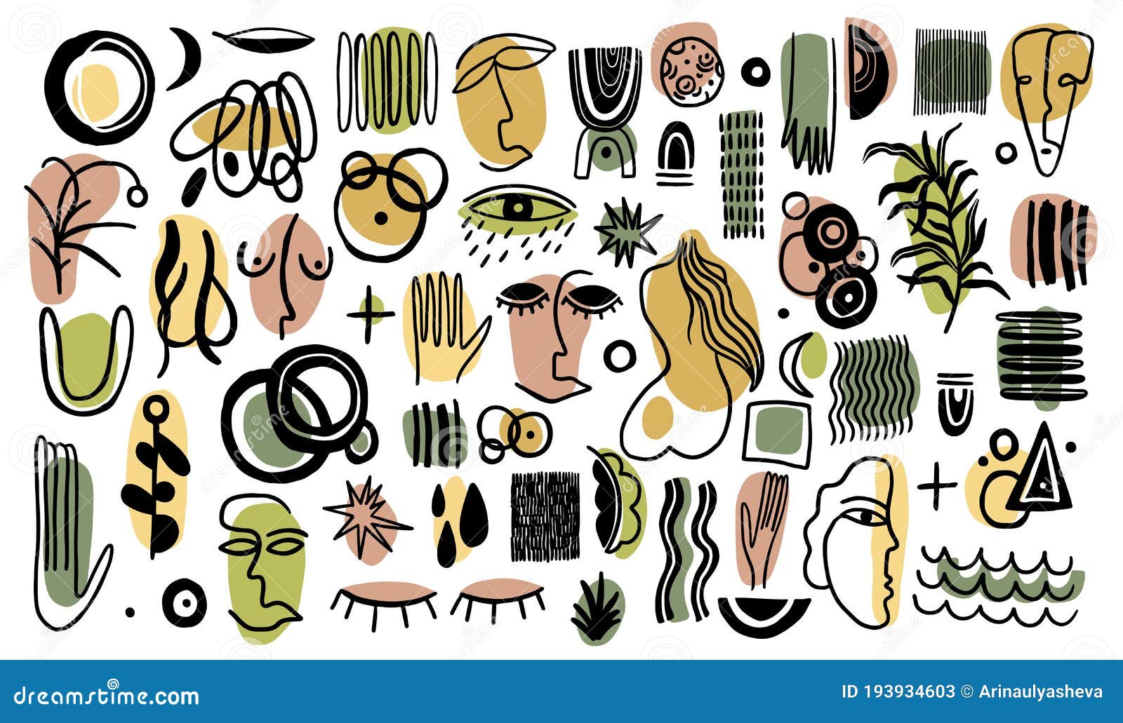 Abstract Form Drawing Style.Decoration Element Isolated in White ...