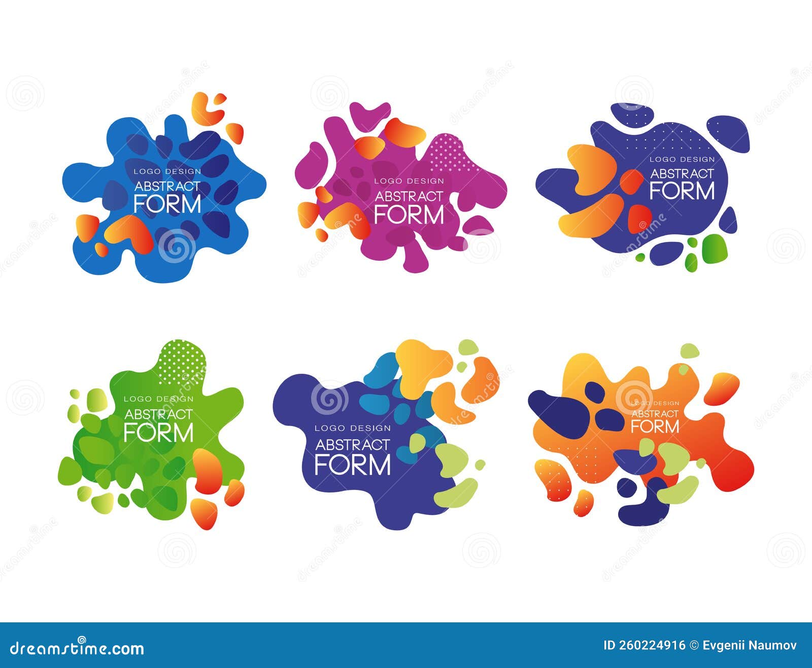 Abstract Form Logo Design with Colorful Fluid Shapes Vector Set. Stock ...
