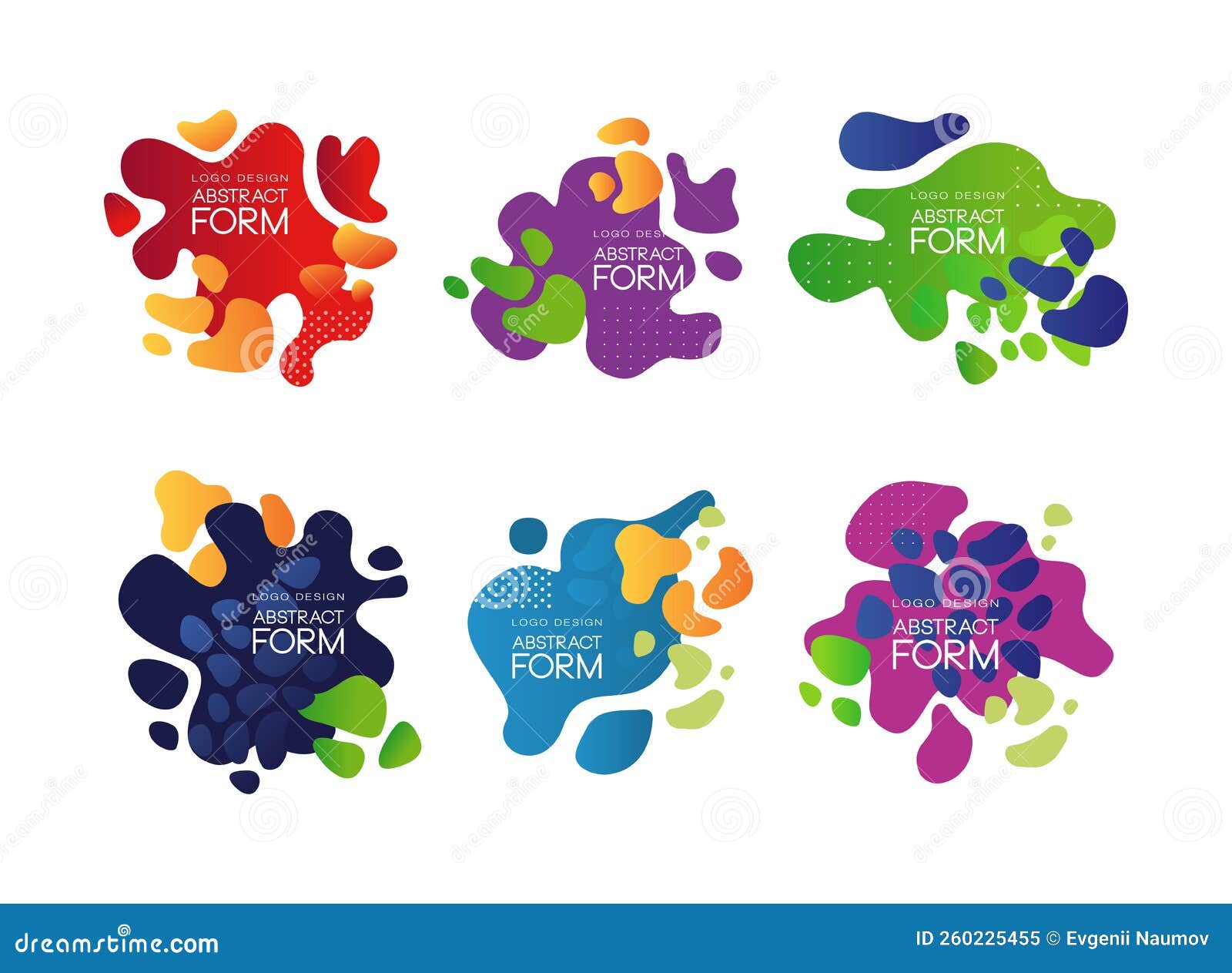 Abstract Form Logo Design with Colorful Fluid Shapes Vector Set. Stock ...