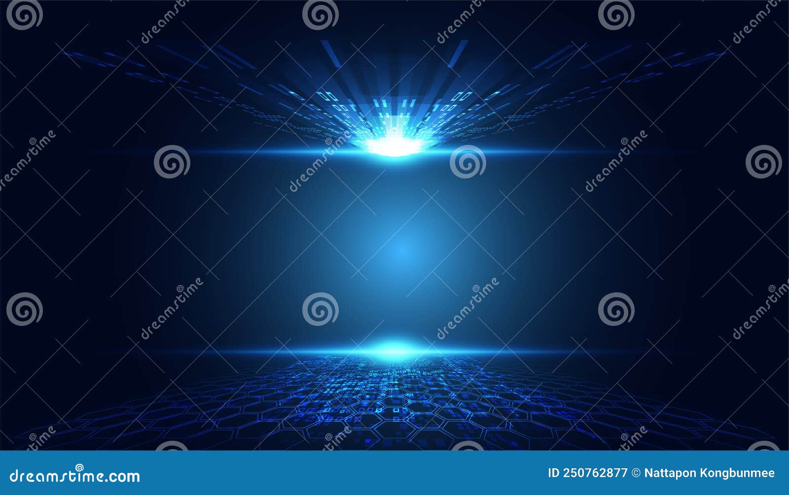 Abstract Forward Light Perspective on Blue Background Digital Stock ...