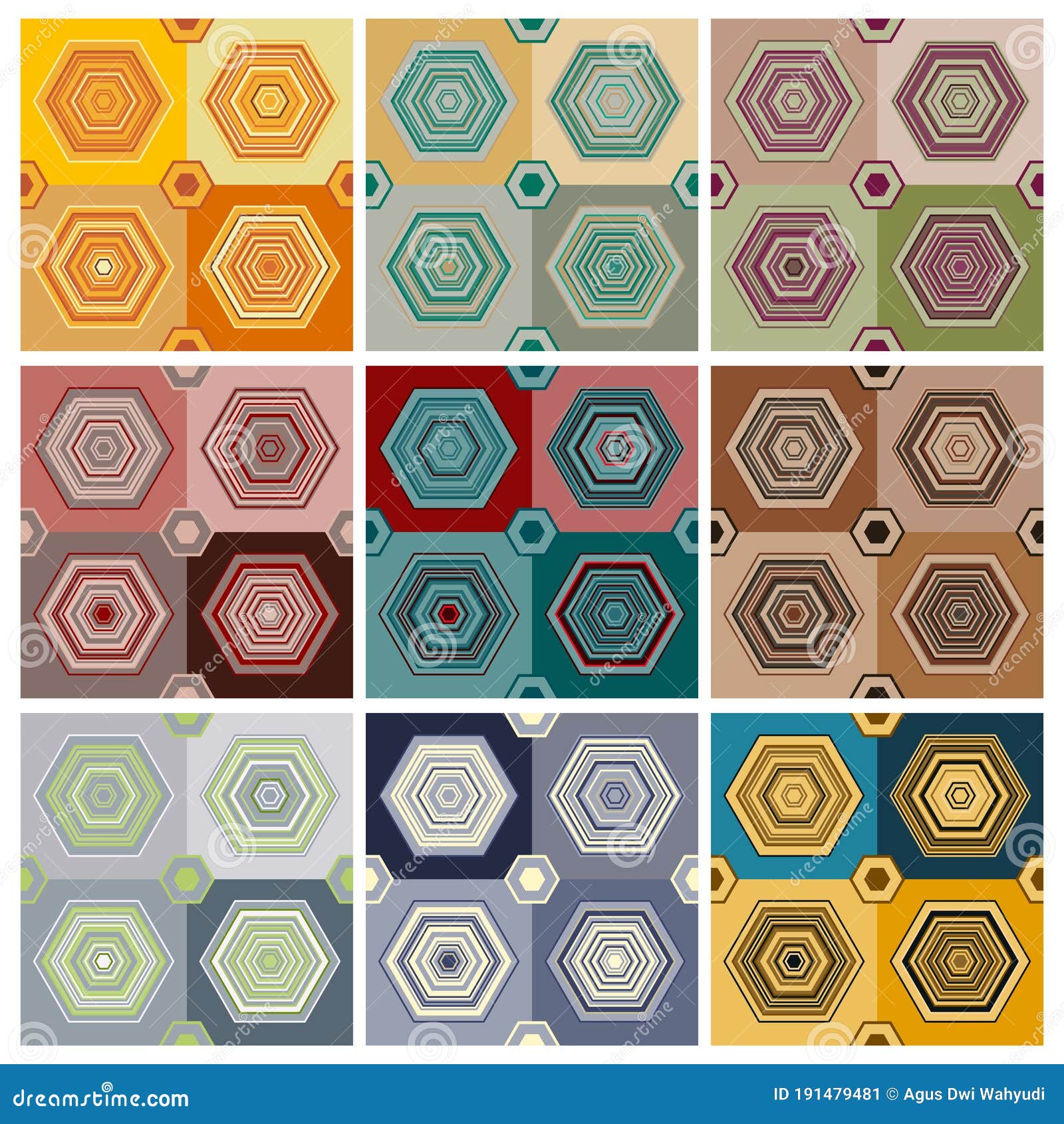 Abstract Four Hexagonal Seamless Pattern with Colour Combinations ...