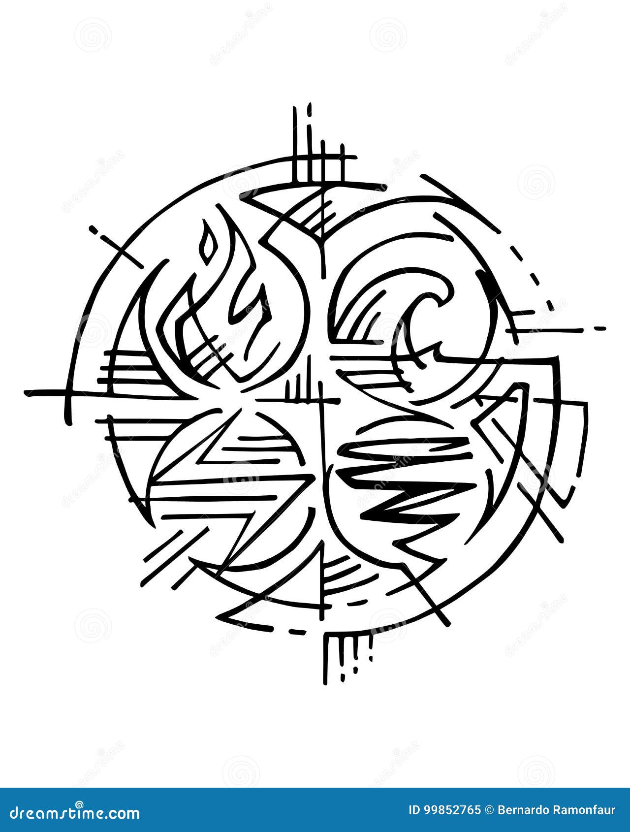 Abstract Four Natural Elements Symbol or Logo Illustration Stock Vector ...