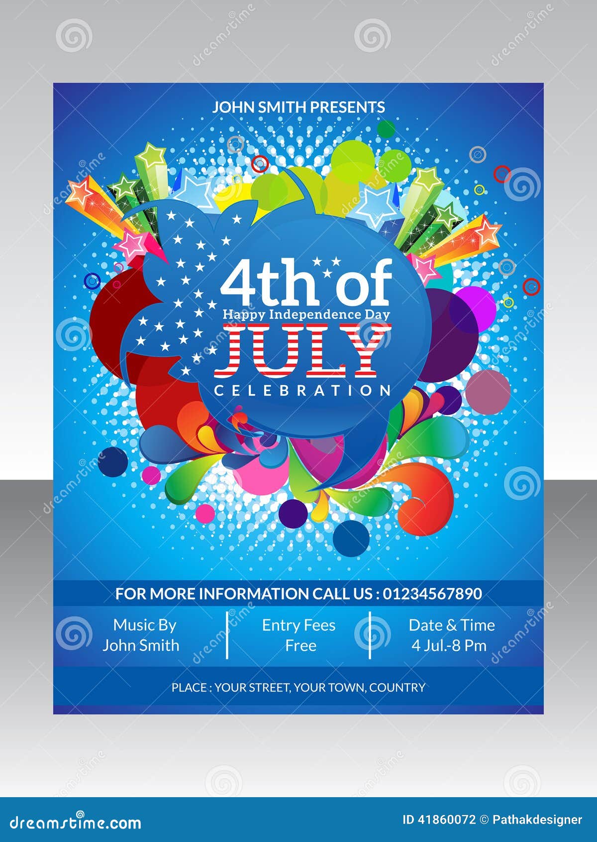 Abstract Fourth of July Flyer Template Stock Vector - Illustration of ...