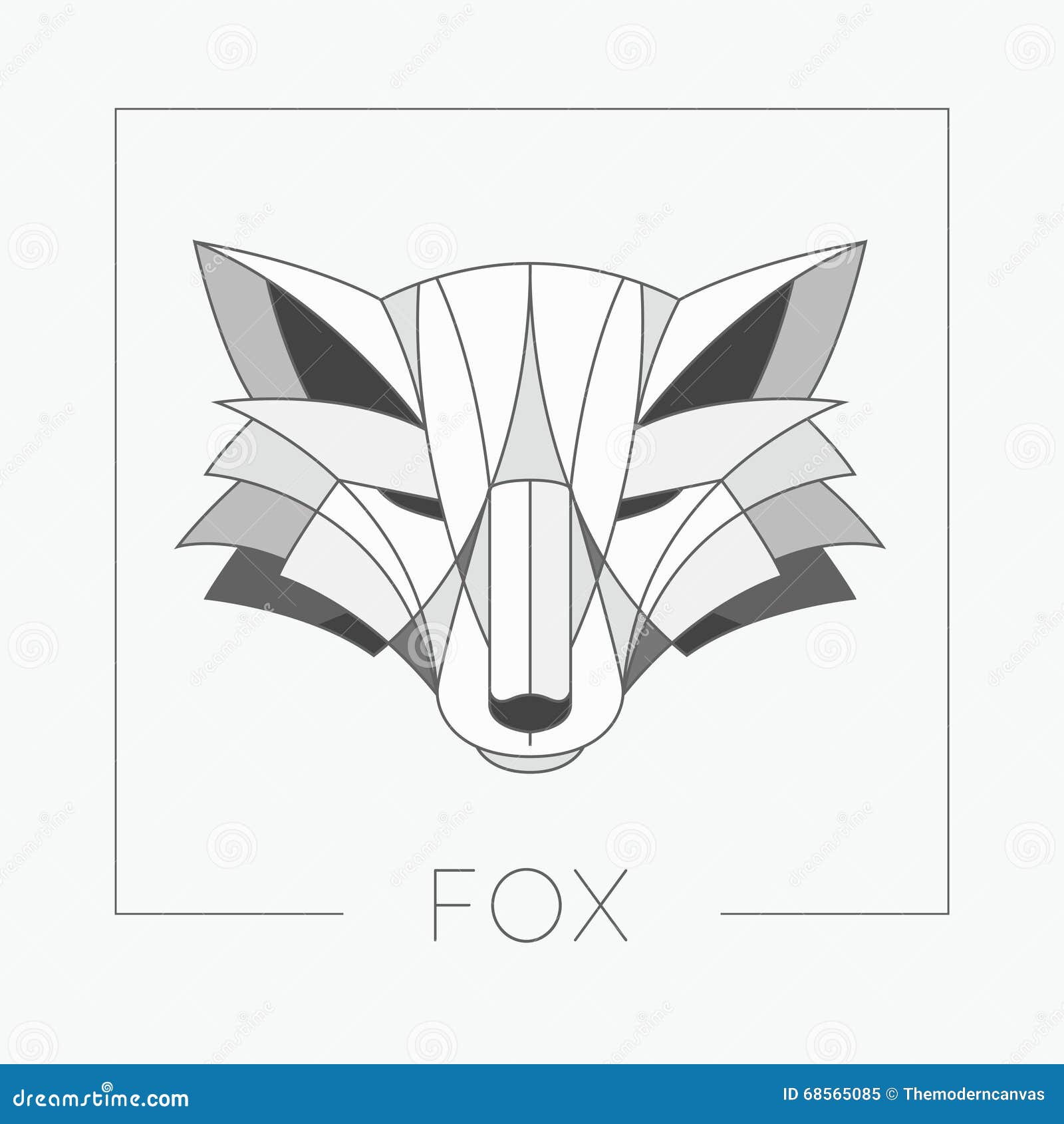 Abstract Fox Head Emblem Icon Design with Elegant Line Shapes Style ...