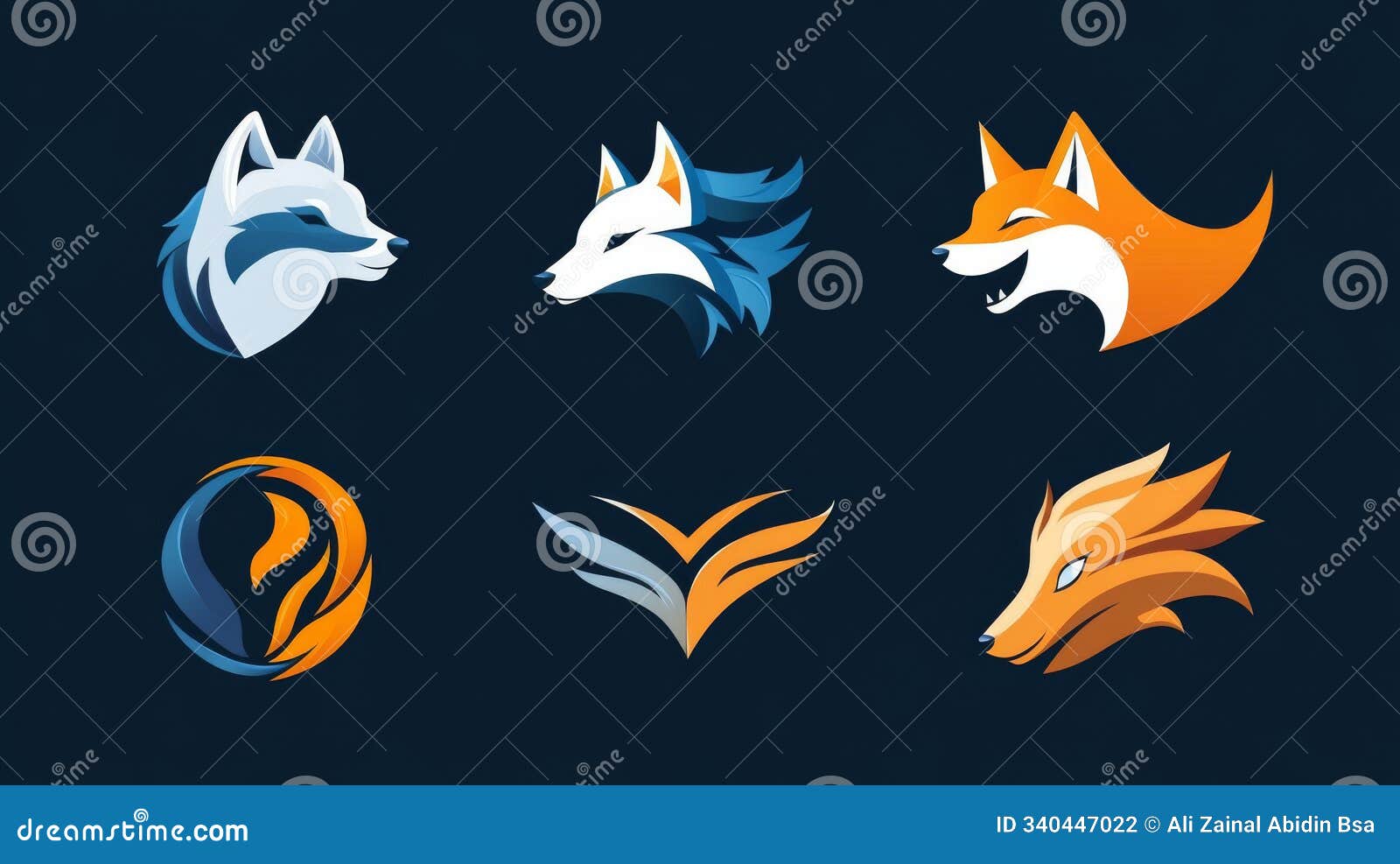 Abstract Fox Logo Designs stock illustration. Illustration of graphic ...
