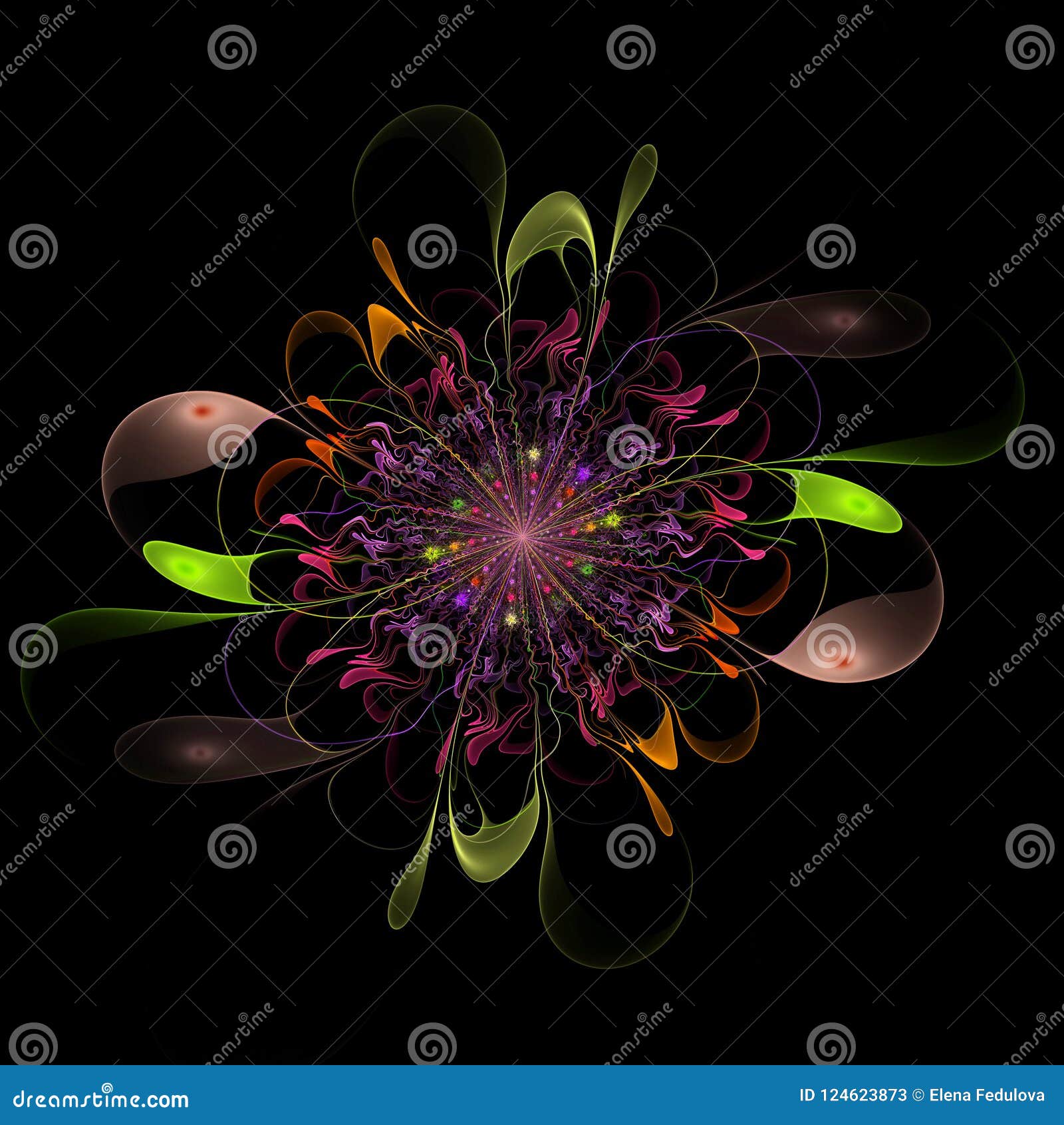 Abstract Fractal Beautiful Flower Computer-generated Image. Stock ...