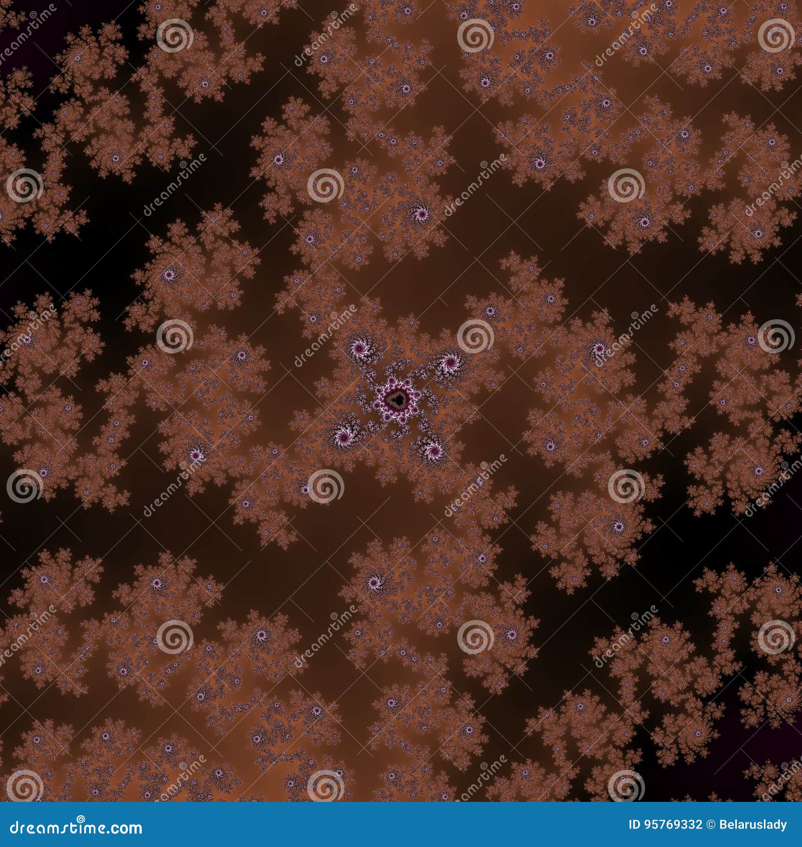 Abstract Fractal, Decorative Sparkling Branch on Dark Brown Background ...