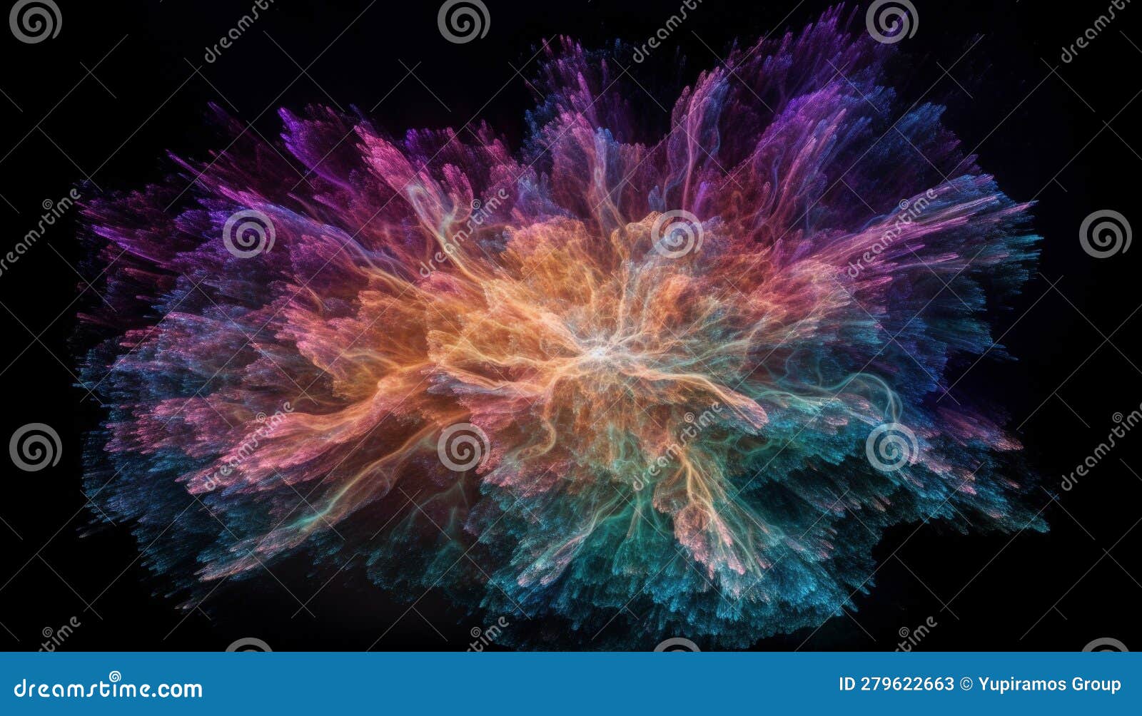 Abstract Fractal Design in Deep Space, Glowing Multi Colored Nebula ...