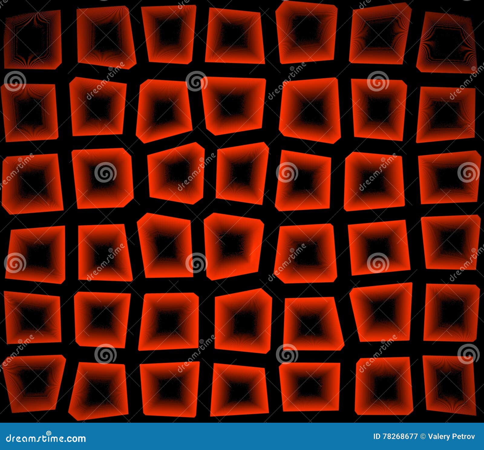 Abstract Fractal Magic Red Symmetric Polygons on Black Stock ...