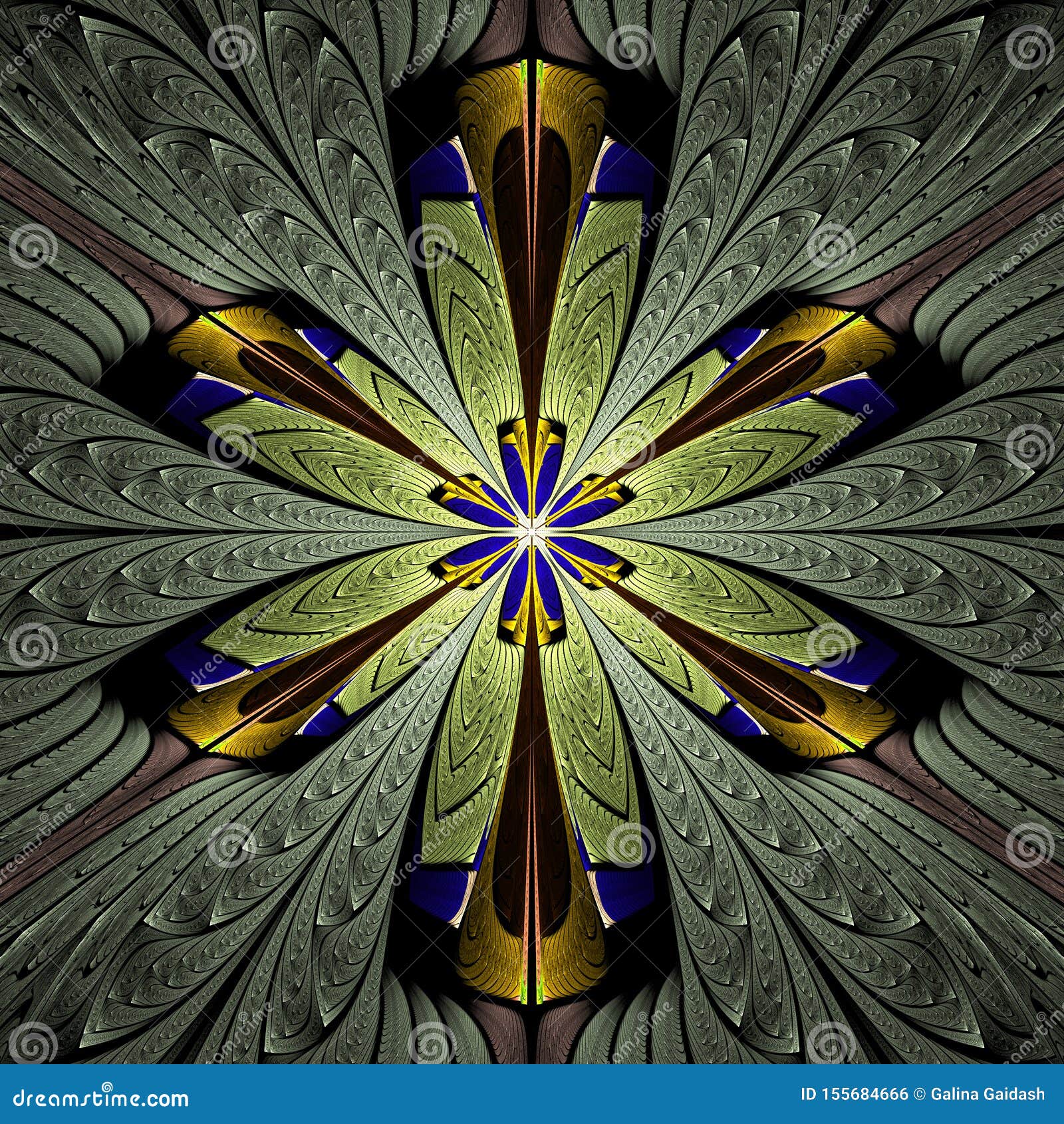 Abstract fractal mandala. stock illustration. Illustration of color ...