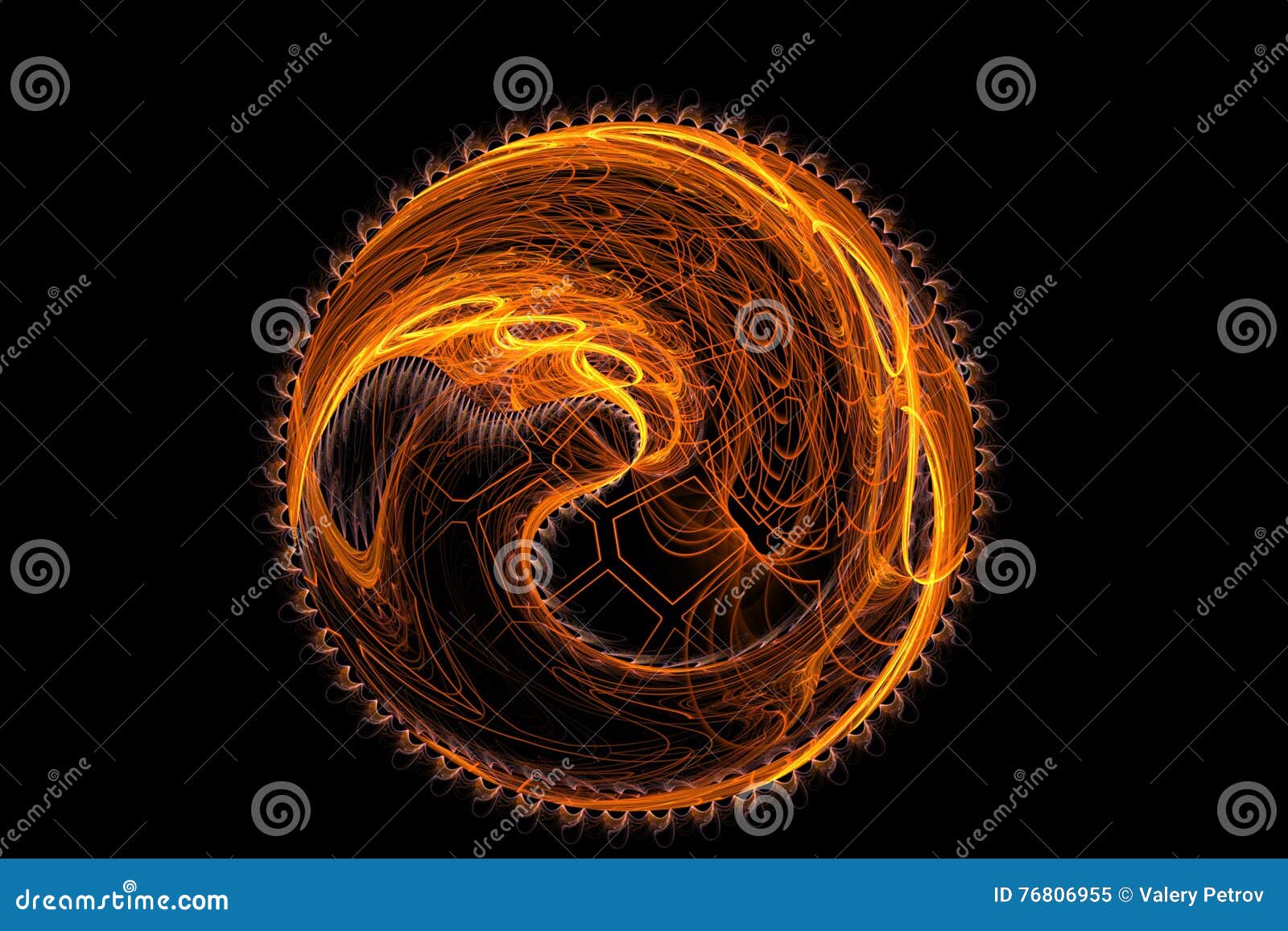 Abstract Fractal Orange Fantasy Artificial Sun Image Stock Illustration ...