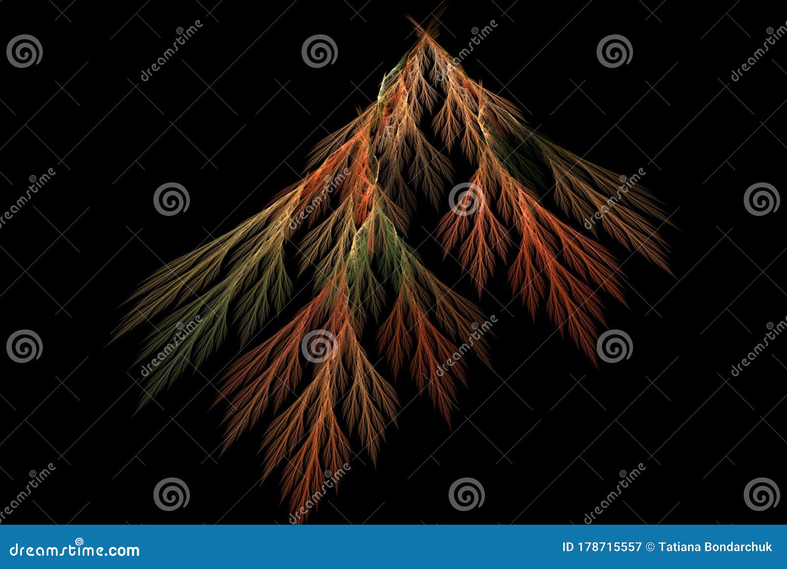 Abstract Fractal Pattern in the Form of a Branch on a Dark Background ...