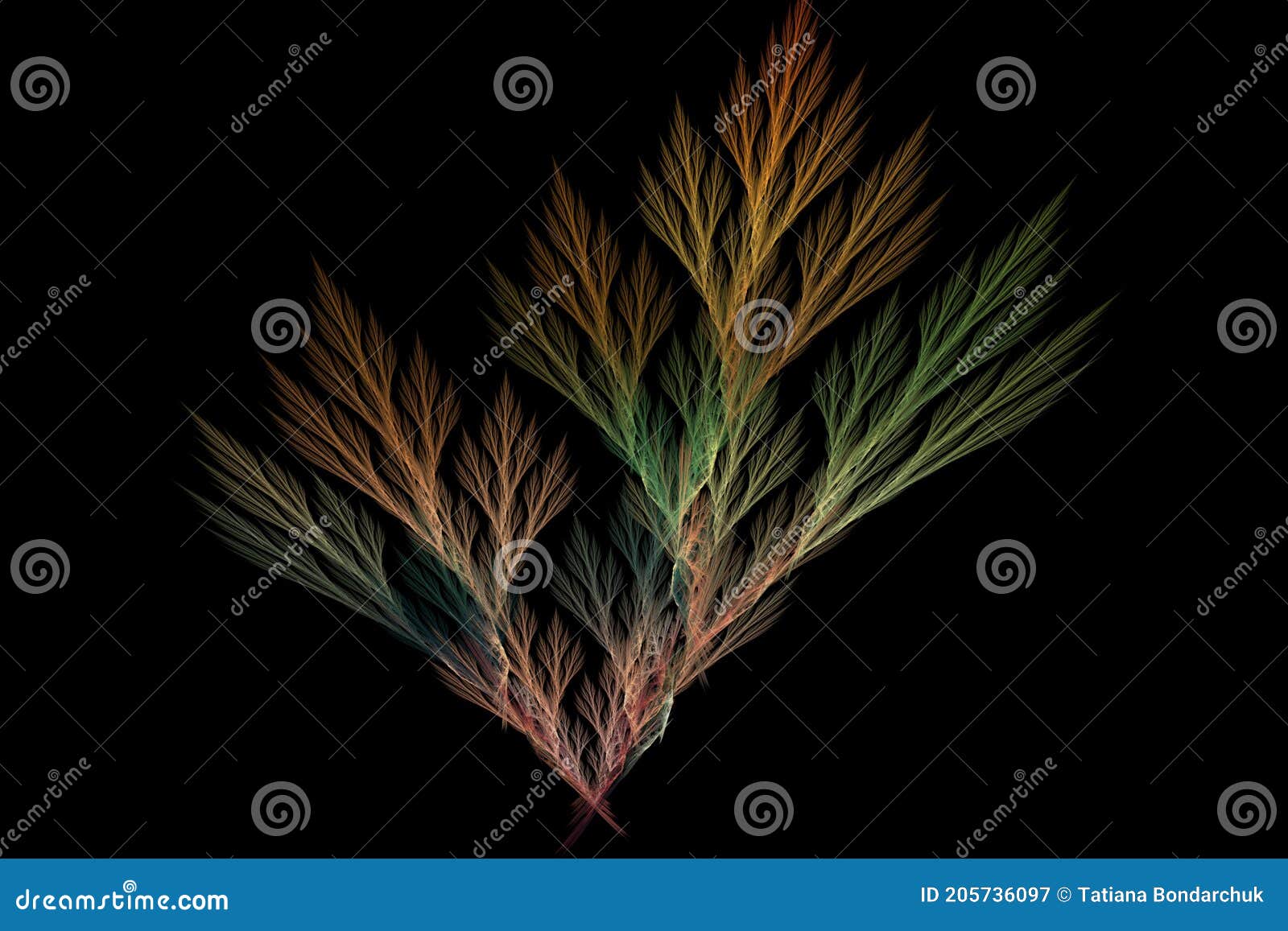 Abstract Fractal Pattern in the Form of a Branch on a Dark Background ...
