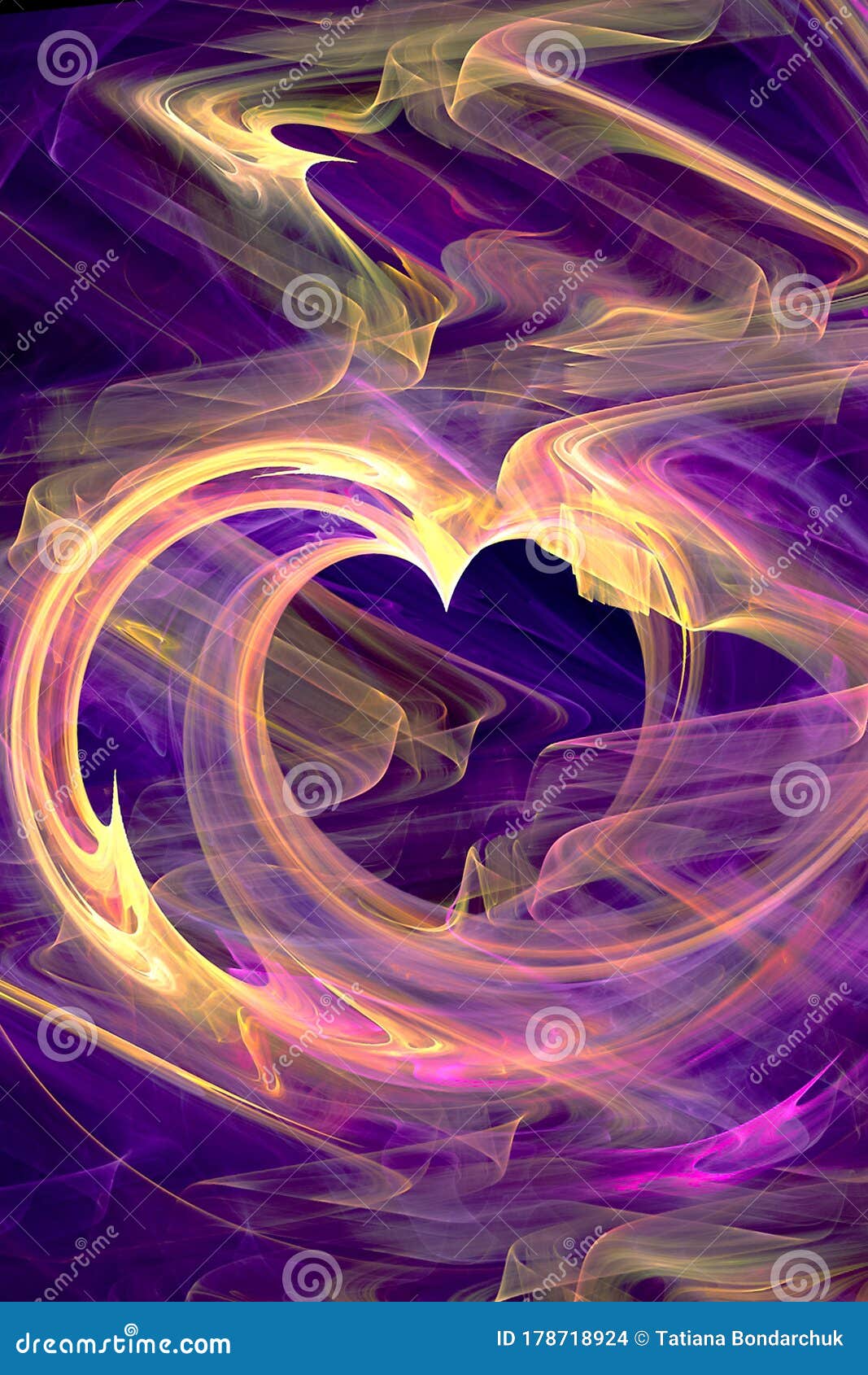 Abstract Fractal Pattern in the Form of a Heart on a Dark Background ...