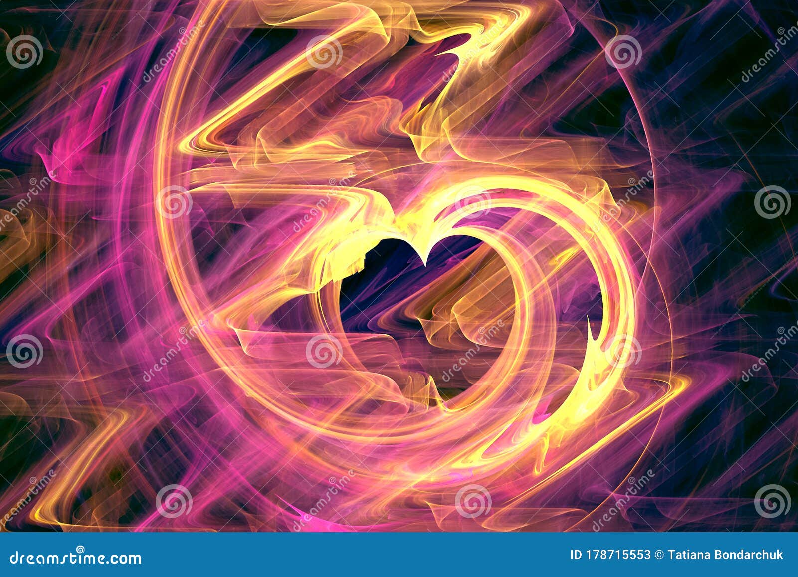 Abstract Fractal Pattern in the Form of a Heart on a Dark Background ...