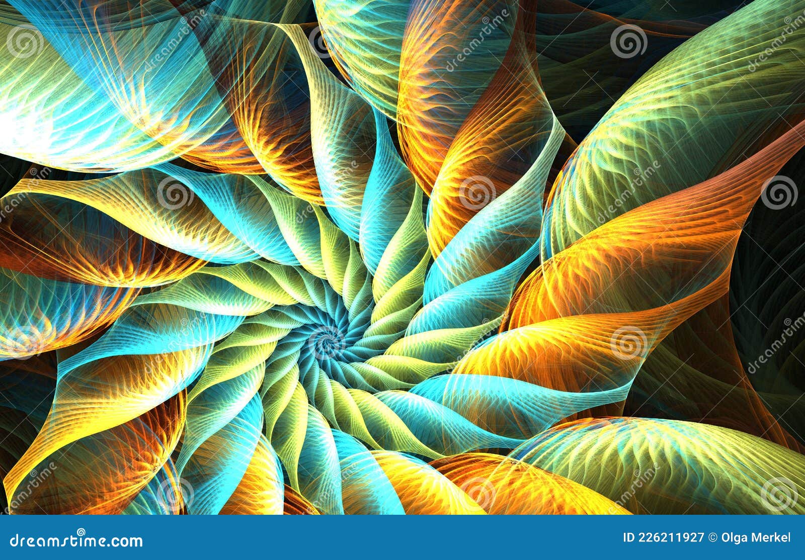 Abstract Fractal Patterns and Shapes. Dynamic Flowing Natural Forms. Stock Illustration ...