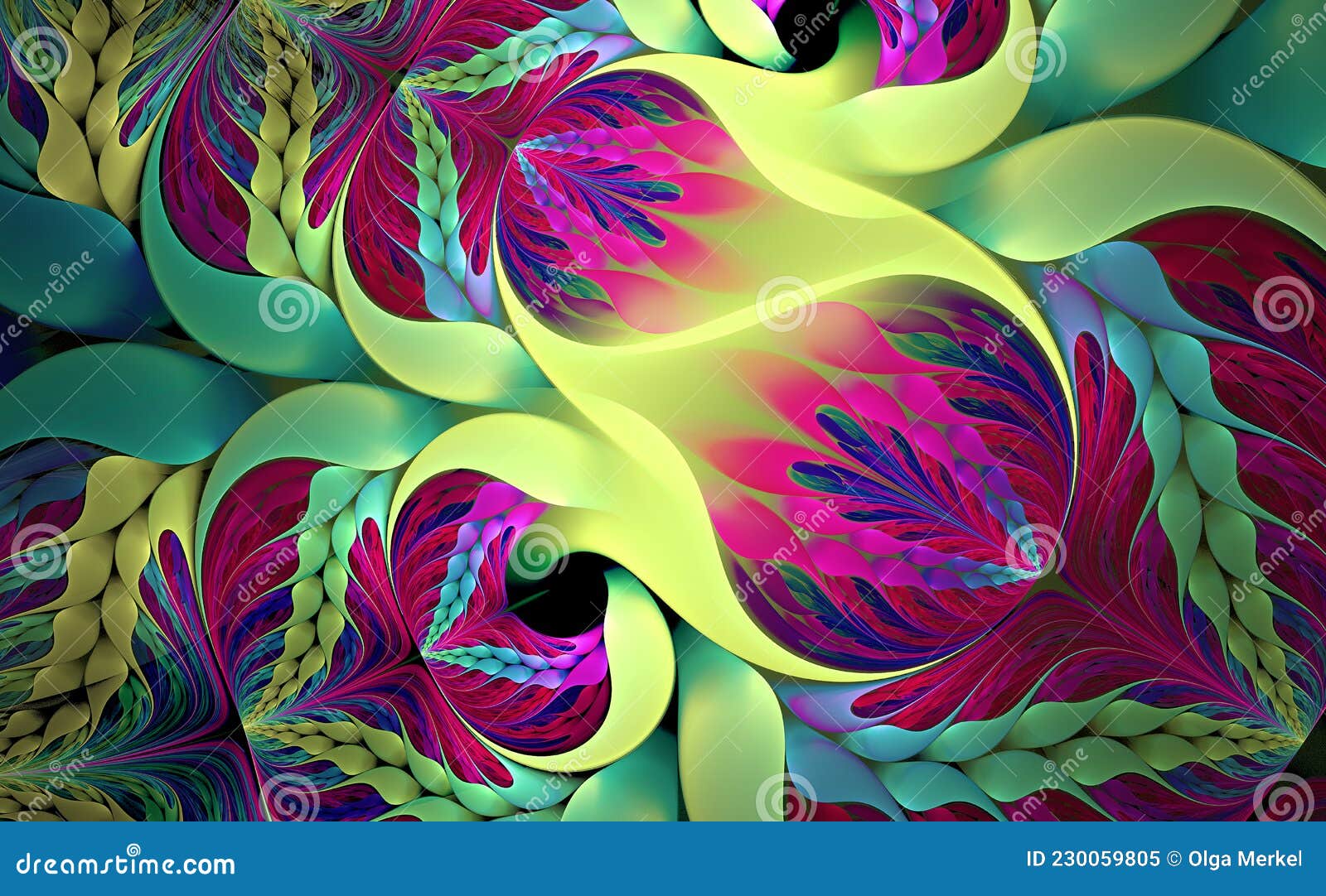 Abstract Fractal Patterns and Shapes.Mysterious Psychedelic Relaxation ...