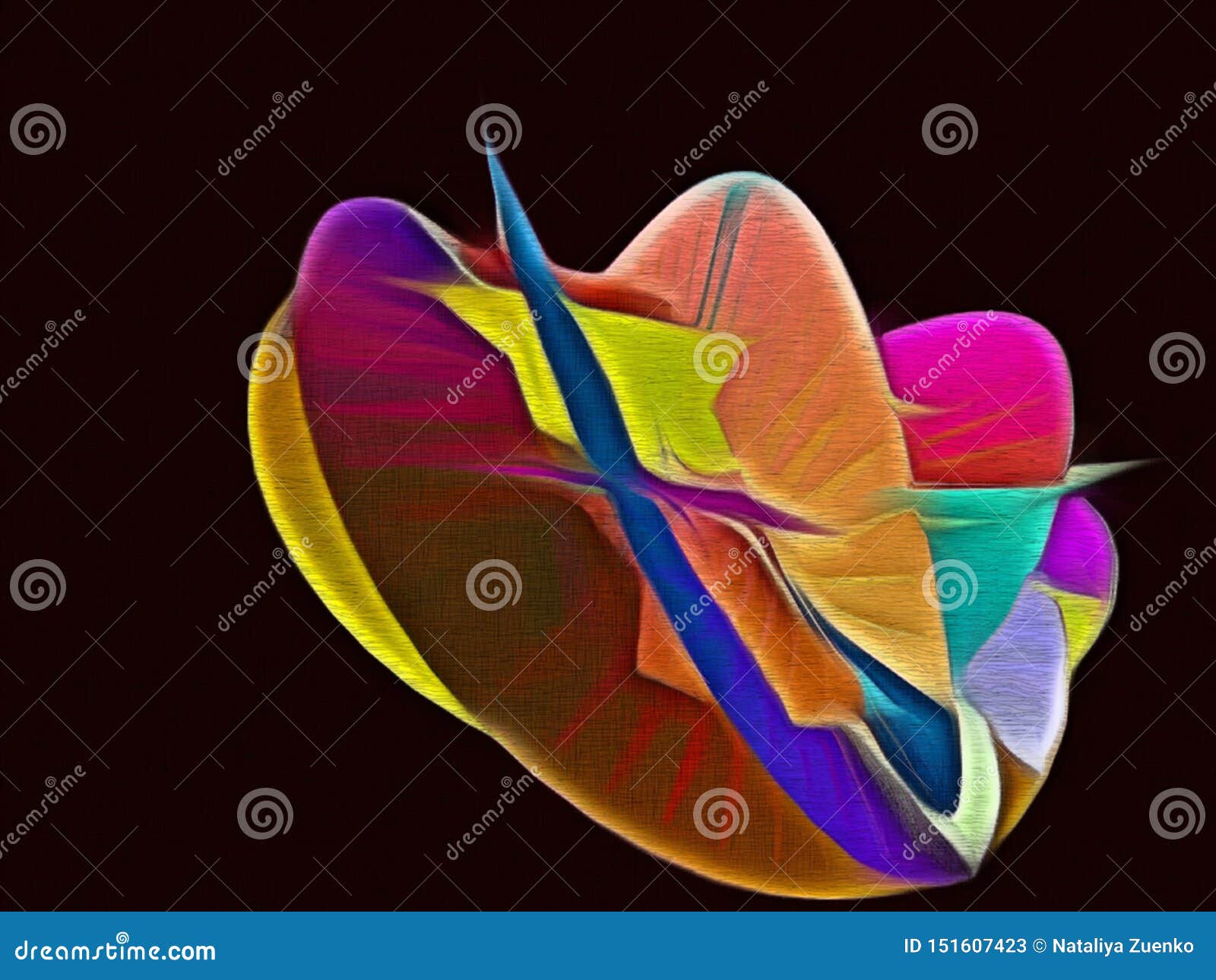 Abstract Fractal Psychedelic Shape Texture with Color Pencil ...