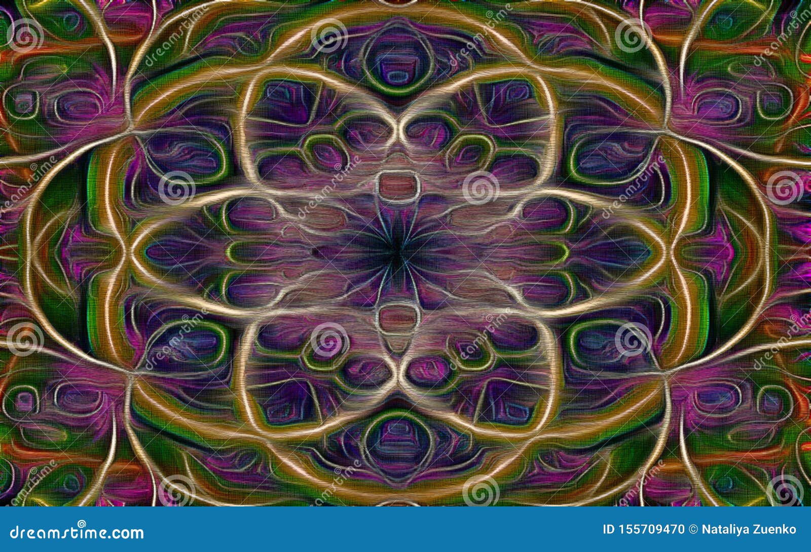 Abstract Fractal Psychedelic Shape Texture with Color Pencil ...