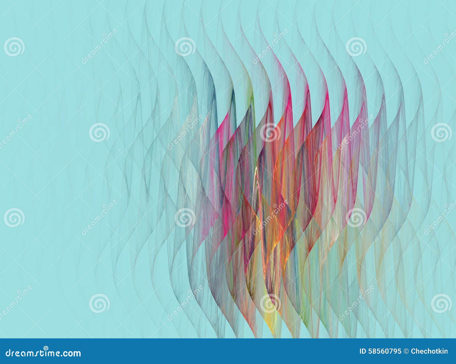 Abstract Fractal Wave Pattern on Turquoise Stock Illustration ...