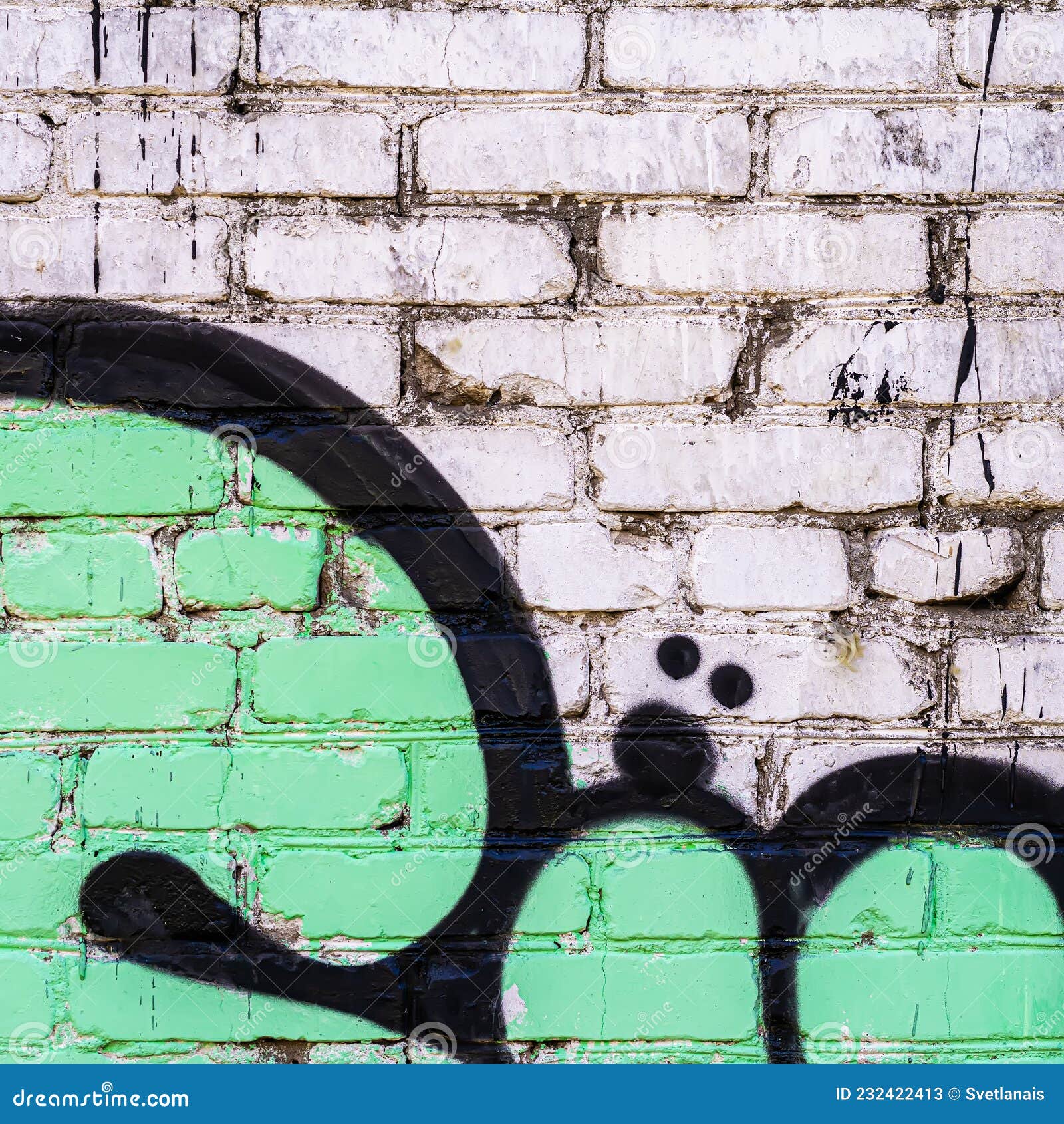 Abstract Fragment of Creative Scribble on Brick Wall. Modern Background ...