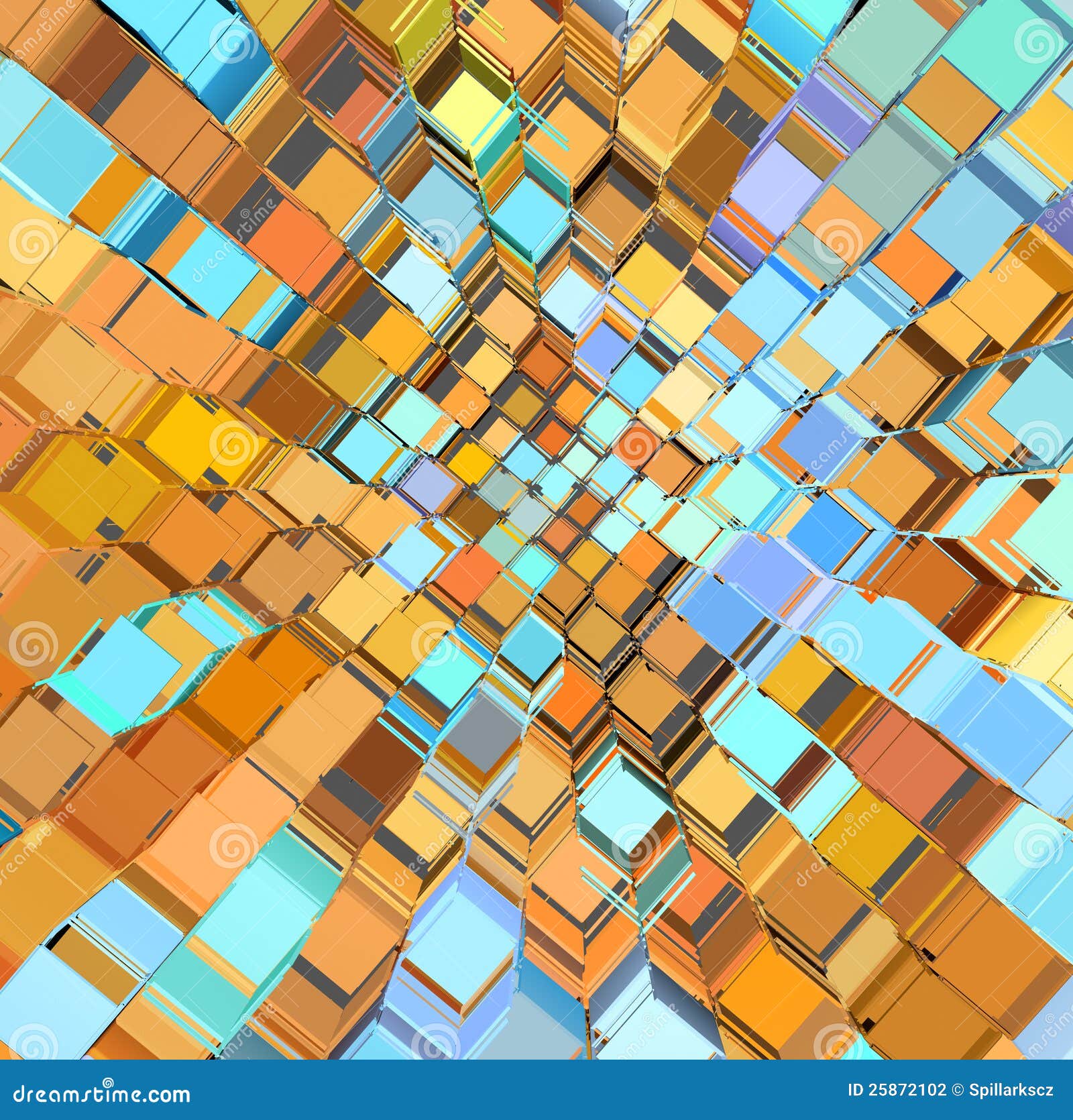 Abstract Fragmented Pattern in Blue Orange Stock Illustration ...