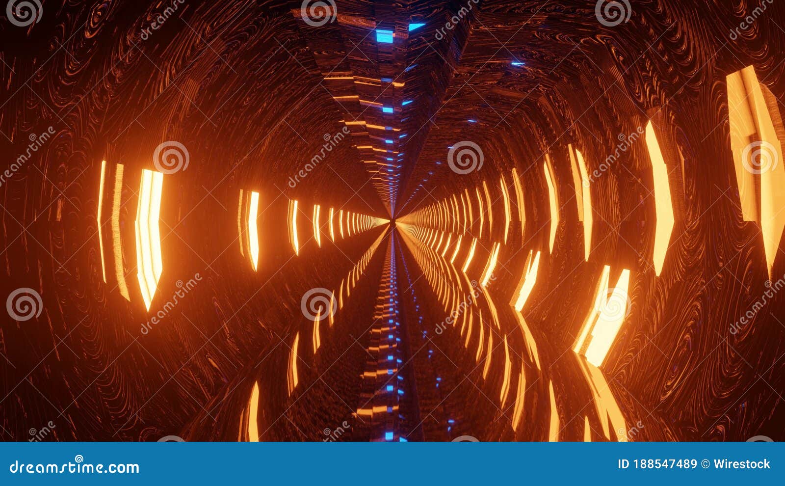 Abstract Fragmented Psychedelic Orange Tunnel Stock Illustration ...