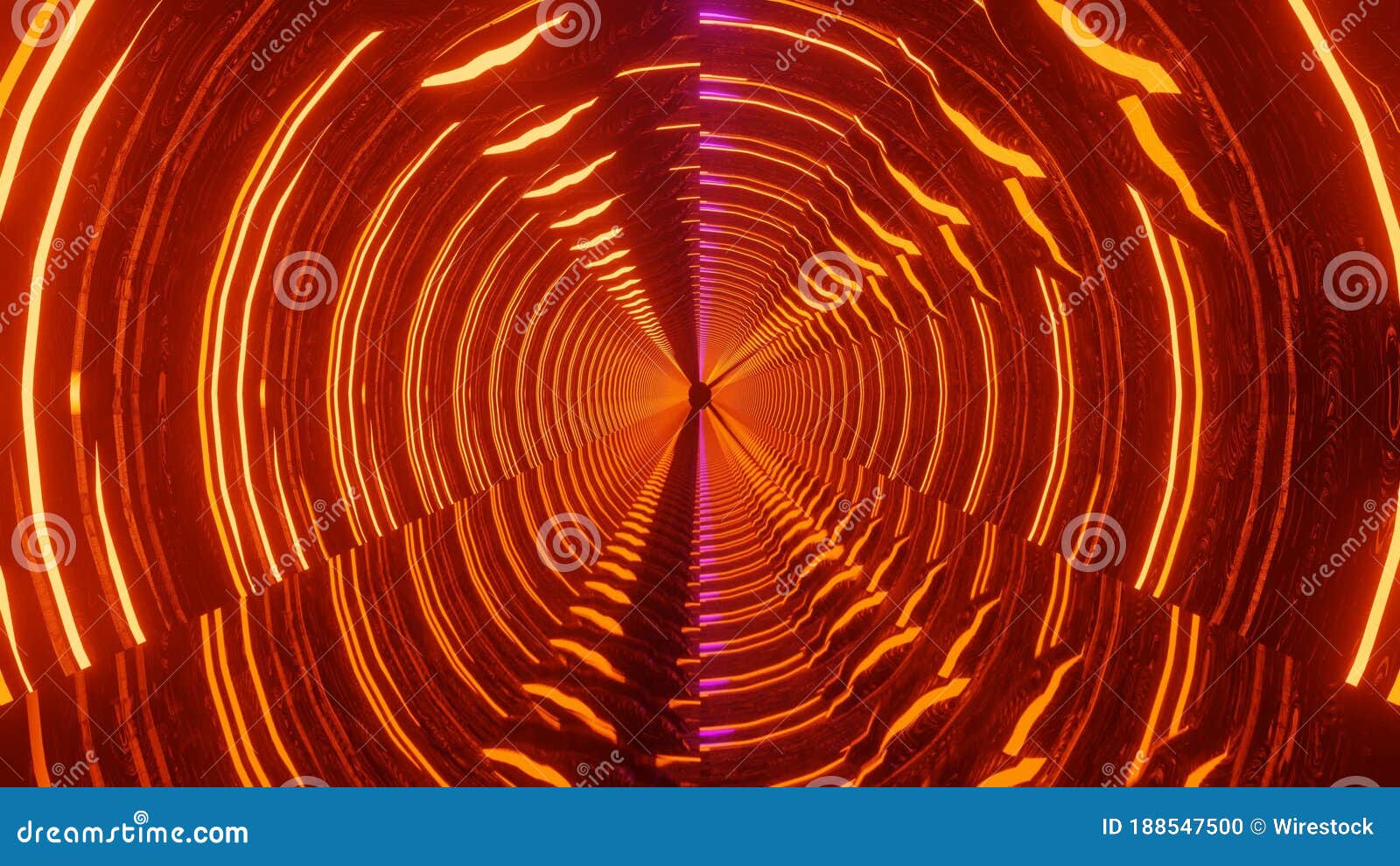 Abstract Fragmented Psychedelic Orange Tunnel Stock Illustration ...