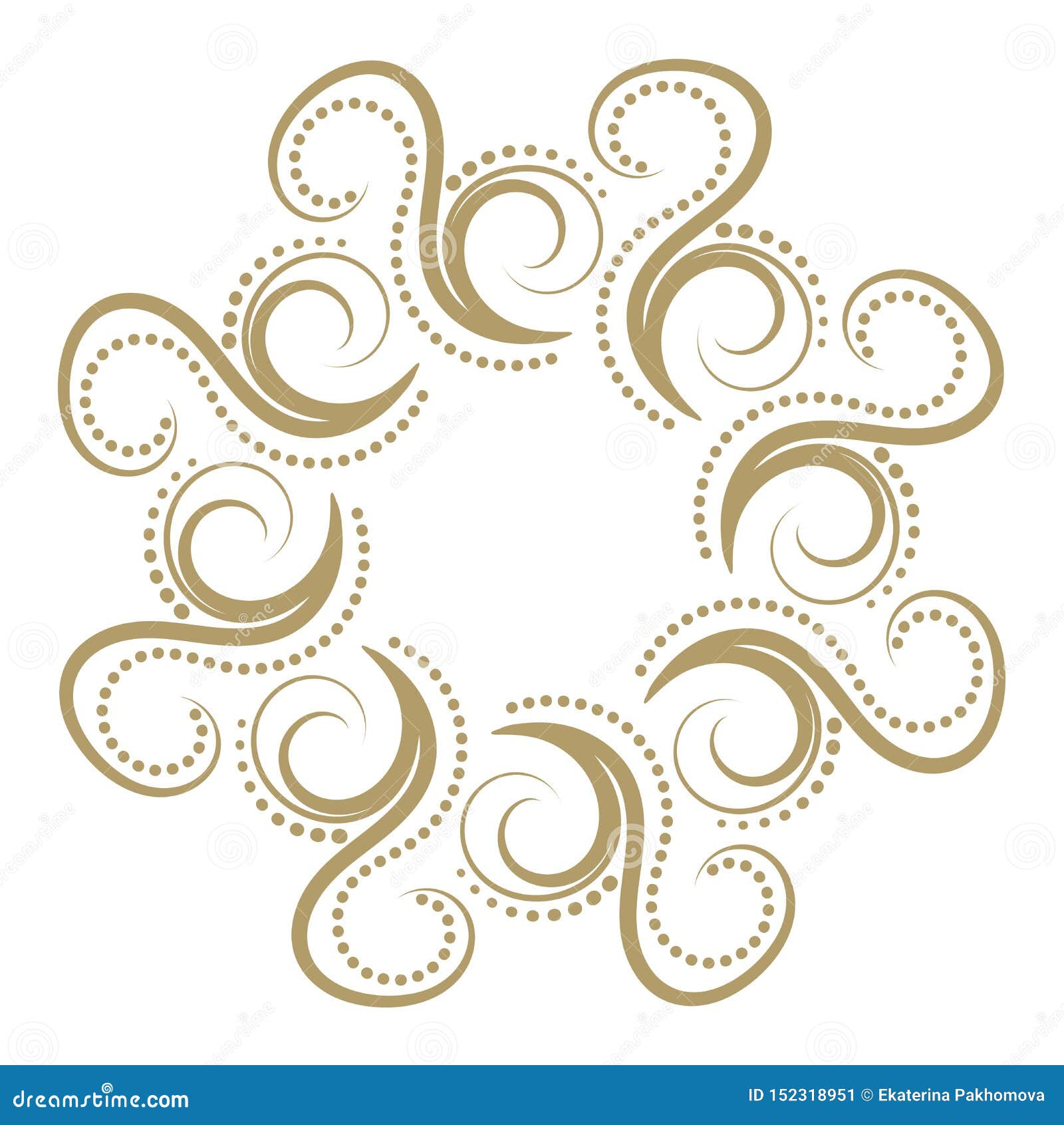 Abstract Curly Gold Frame with Dots Isolated Stock Vector ...